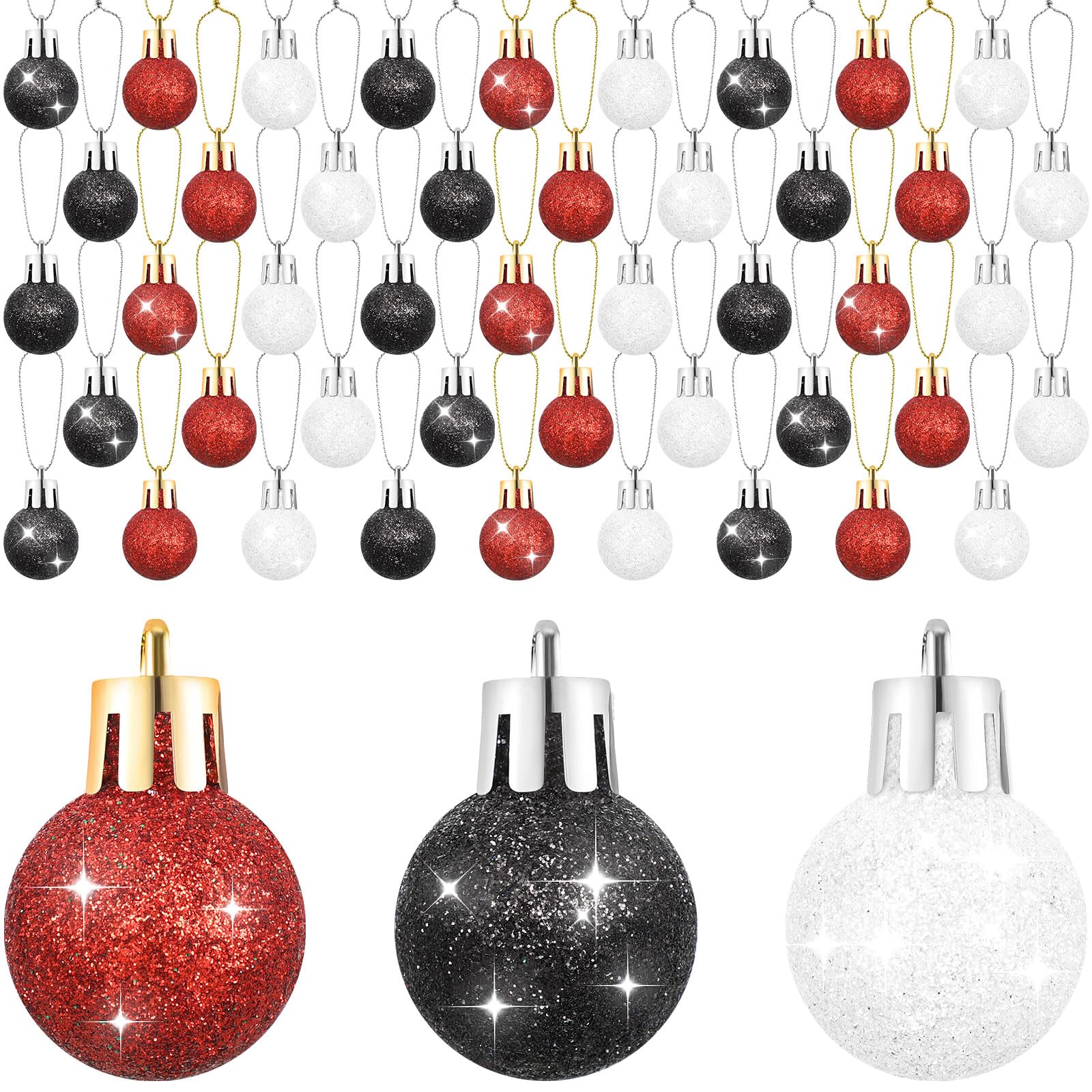 Amazon.com: Liliful 72 Pcs Mini Glitter Christmas Balls Mini Xmas Ball ...