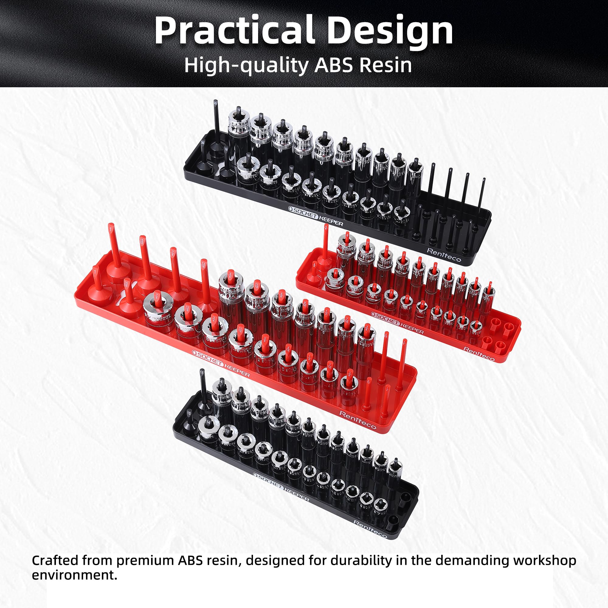 Snapklik.com : 8PCS Socket Organizer Tray Set, SAE & Metric Socket Holder, 1/4", 3/8" & 1/2 ...