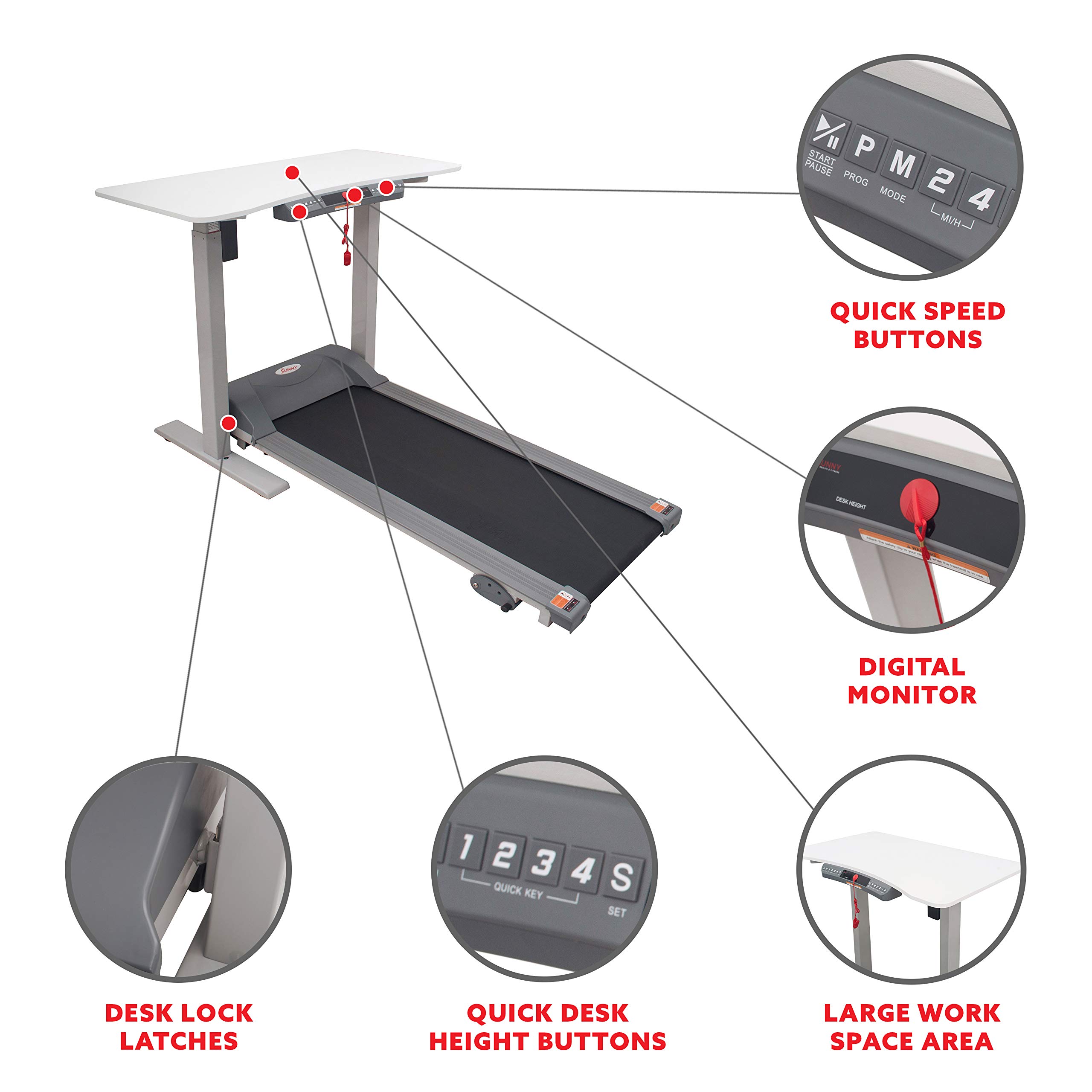 Sunny Health & Fitness Slim Walking Pad Treadmill for Under Desk or ...