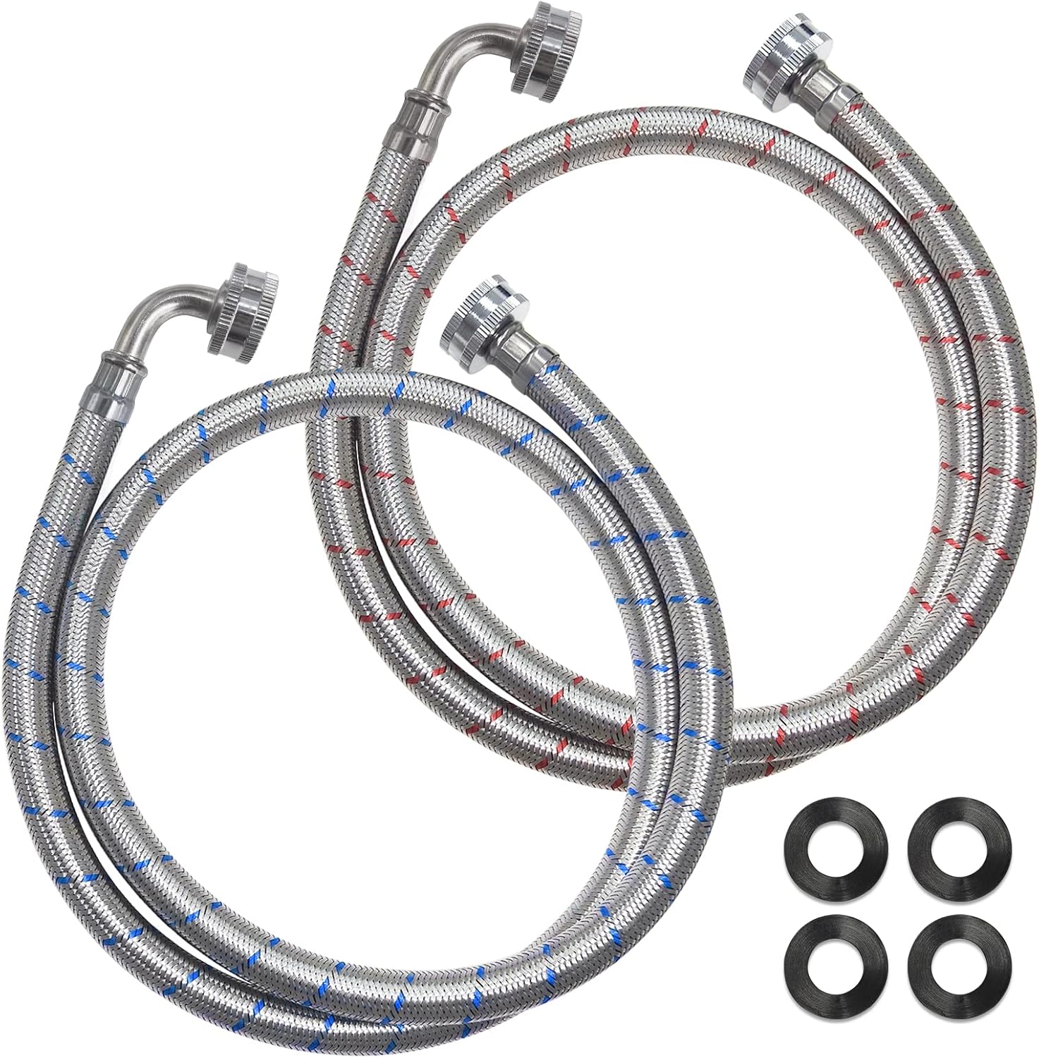 Amazon.com: FLUENTPOWER 4FT Stainless Steel Washing Machine Hoses with ...