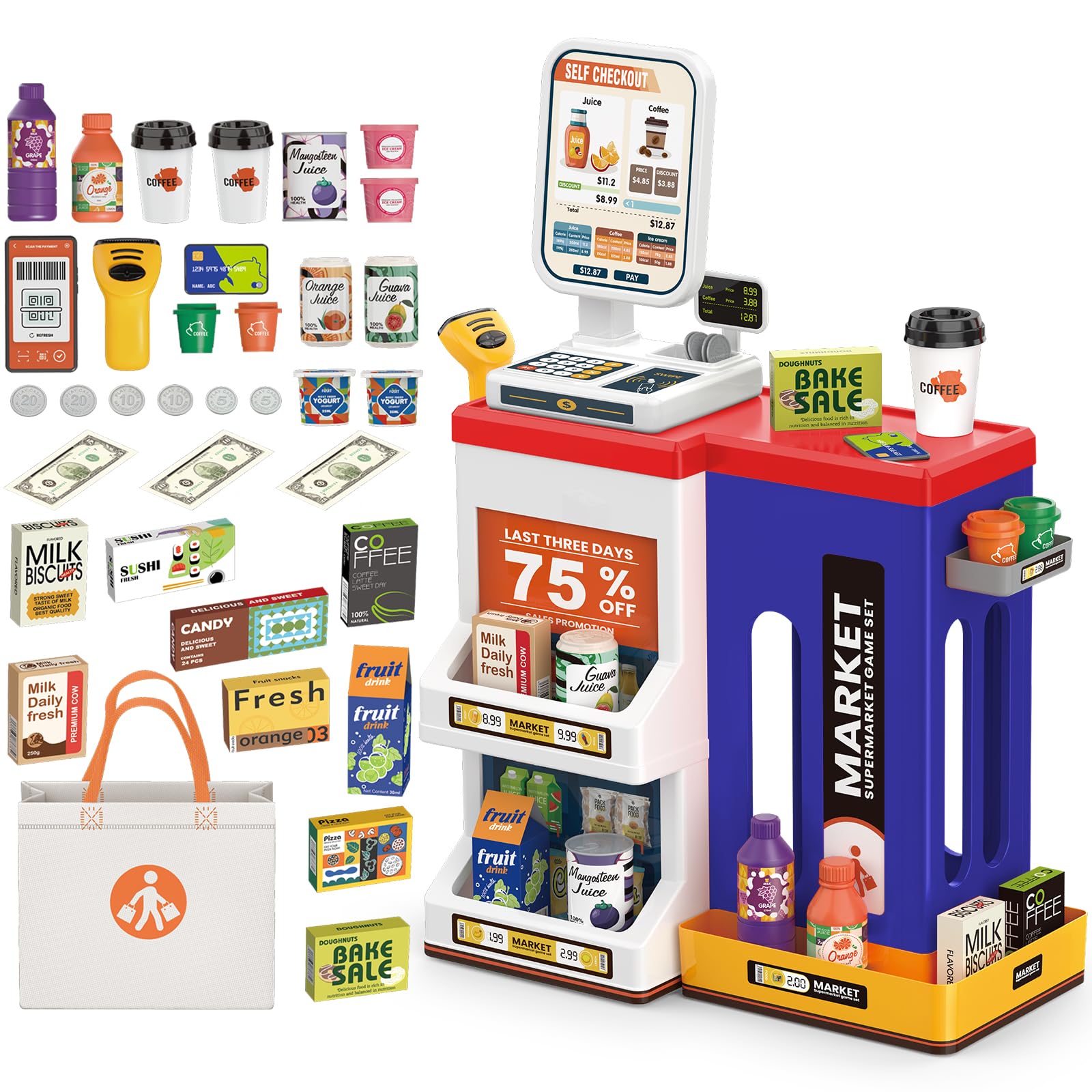 Snapklik.com : deAO Cash Register Playset Toy For Kids,Pretend Play Set
