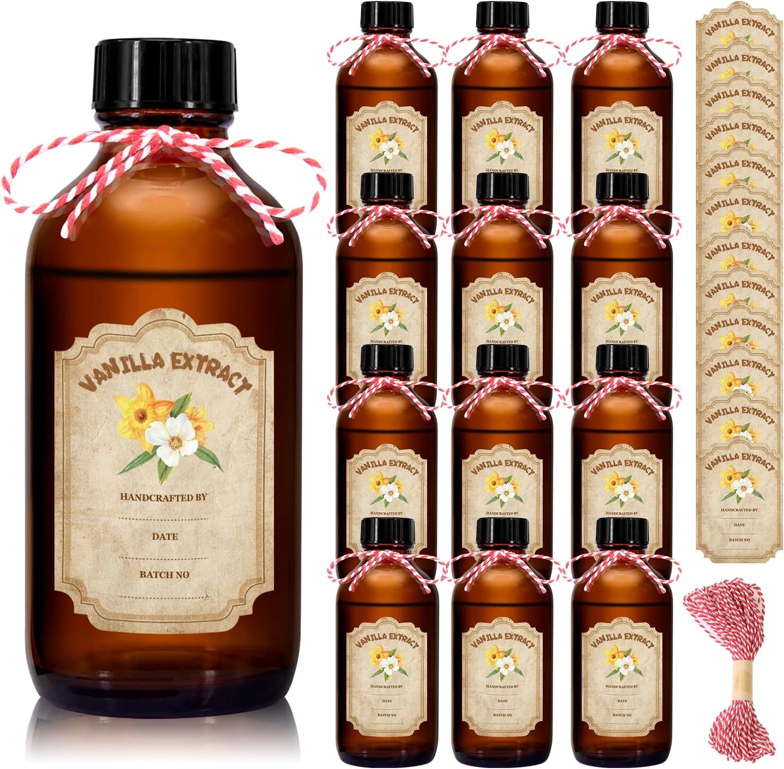 Amazon.com: Generic 12 Pack 2 Oz Amber Glass Vanilla Extract Bottles ...