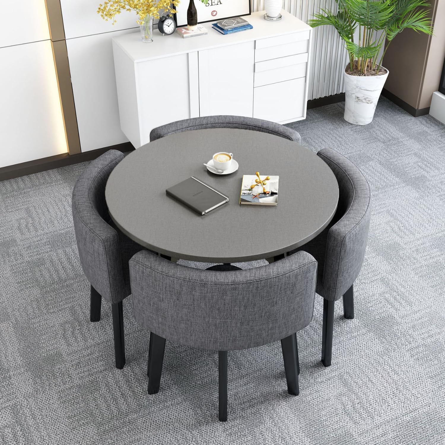 Amazon.com - Round Dining Table Set,Kitchen Dining Table Set, Simple ...