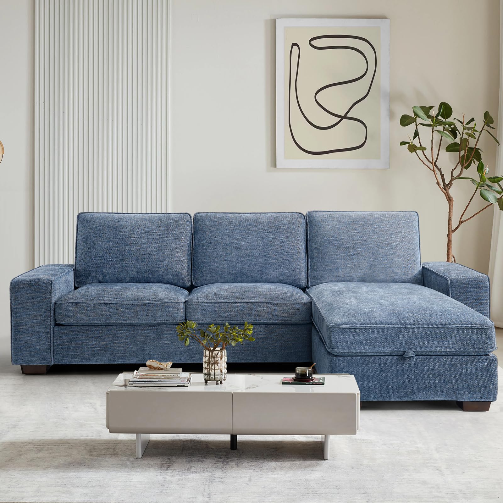 Amazon.com: COHOME 100" L-Shaped Couch with Storage, Chenille ...