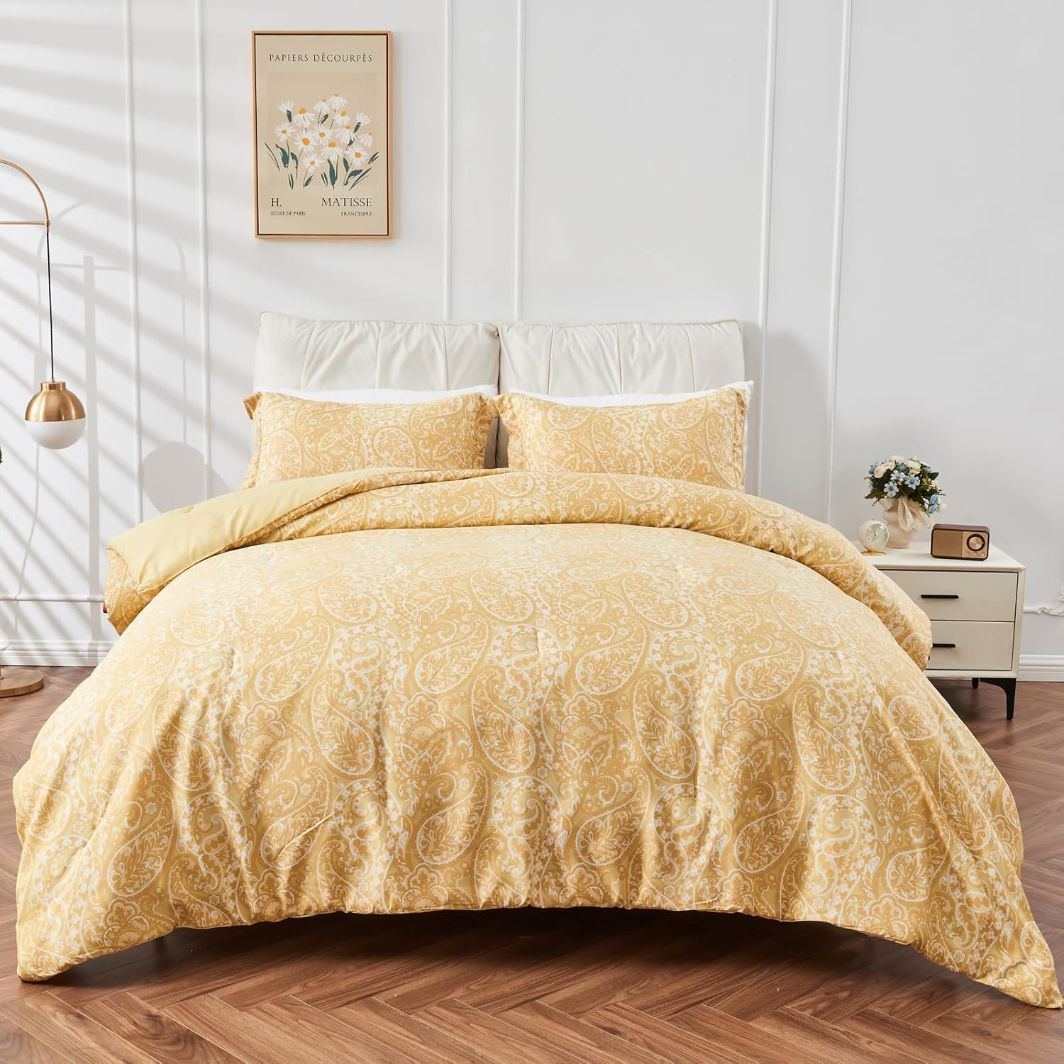 Amazon.com: JOOKI Queen Comforter Set Ultra Soft and Fluffy,Yellow ...