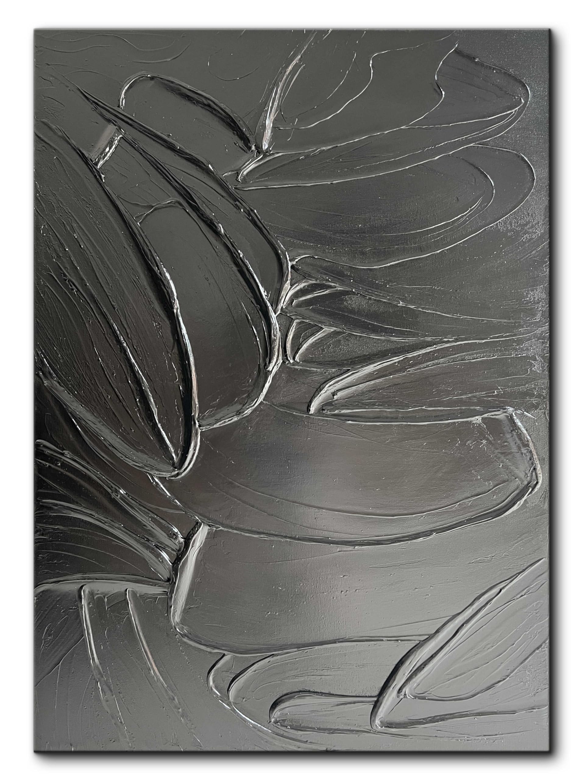 Black Oil Paint Texture Luxury Hand Painted Modern Wall Art Beautiful
