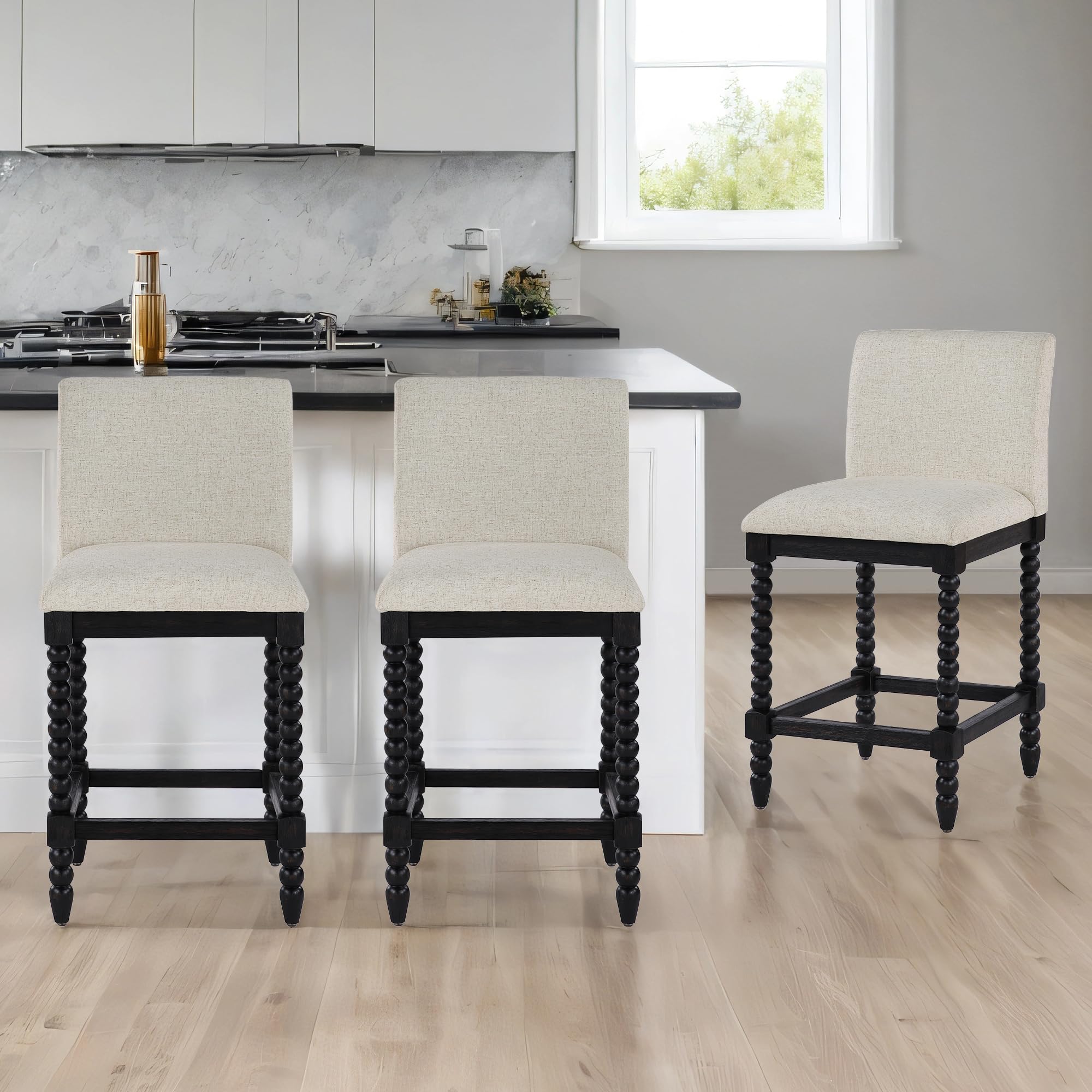Amazon.com: DUHOME Spindle Counter Stools Set of 3 with Padded Spring ...