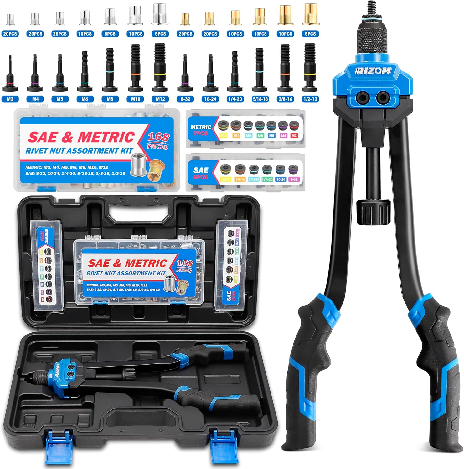 Amazon.com: Rizom Herramienta de tuerca de remache, kit de herramientas de remache de 16 ...