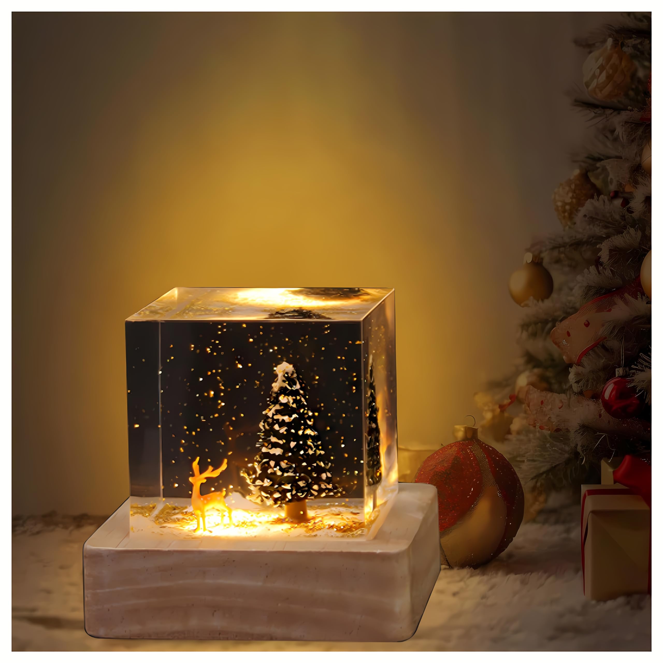 MACADAM Christmas Night Light, Christmas Tree Lamp, Epoxy Resin Night ...