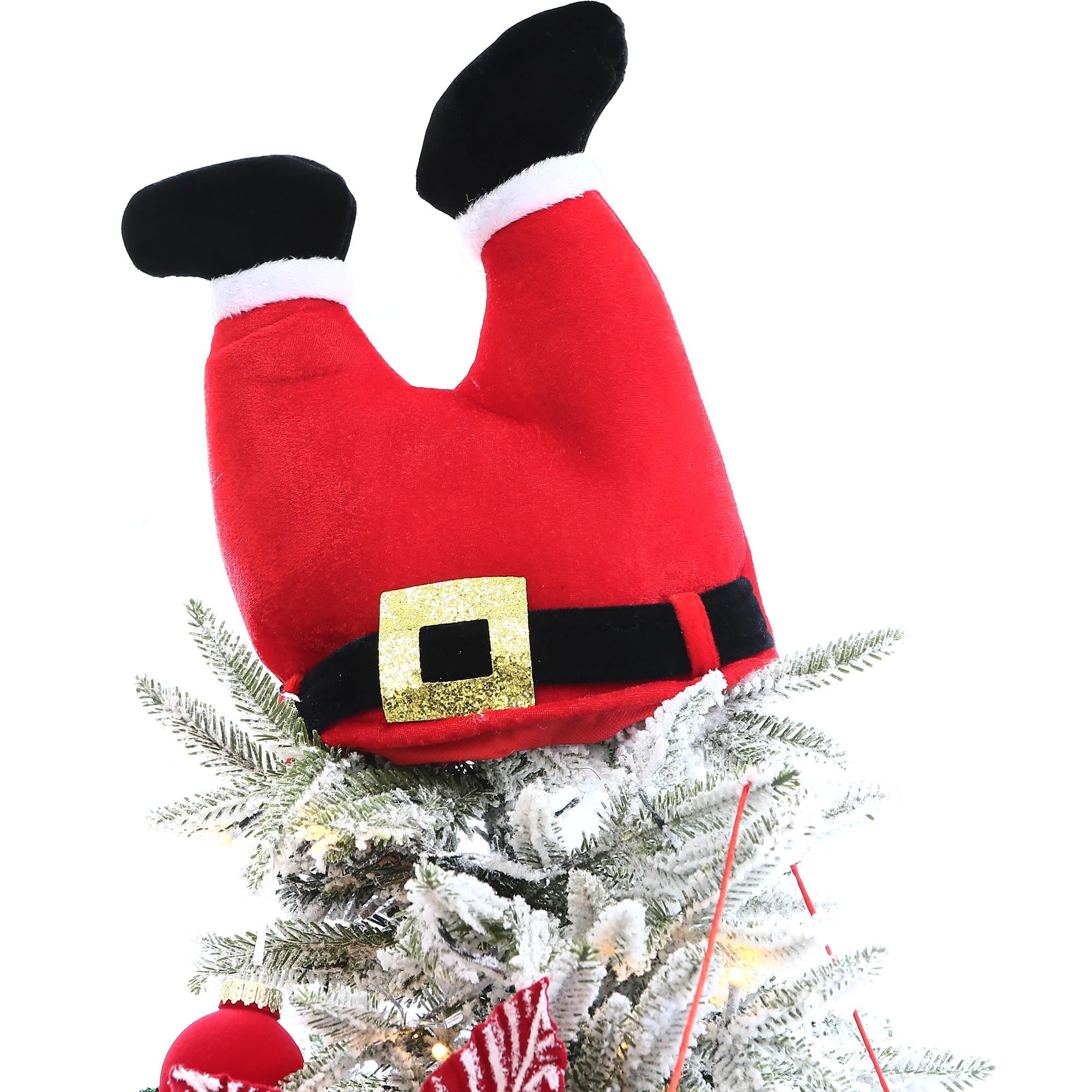 Amazon.com: Sea Team Christmas Tree Topper, Flocked Velvet Fabric Santa ...