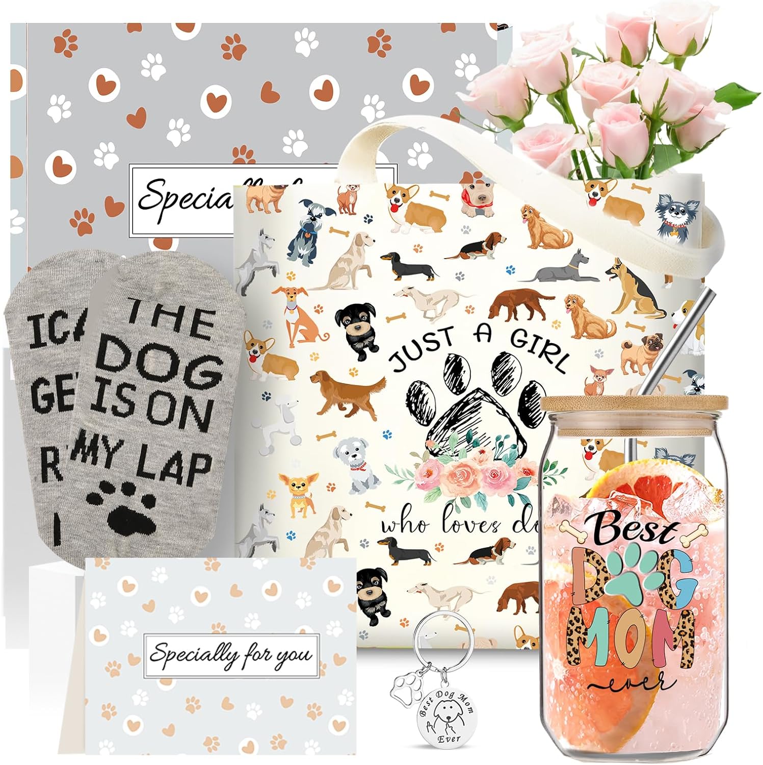 Amazon.com: Dog Mom Gifts for Women, 16OZ Glass Cup Unique Christmas ...