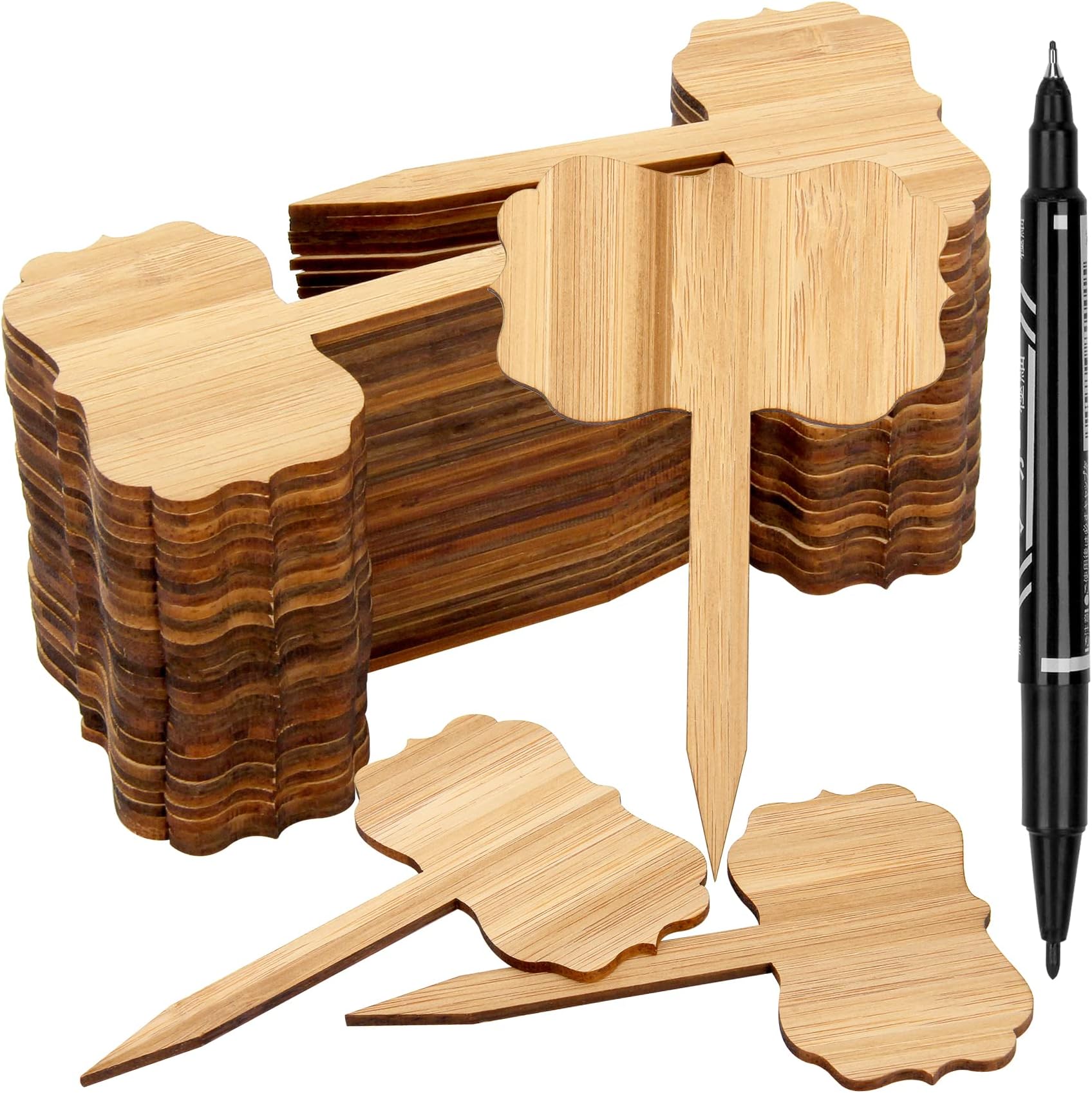 Amazon.com: Planters' Choice 50 Bamboo Plant Labels in Gift Box (T-Type ...