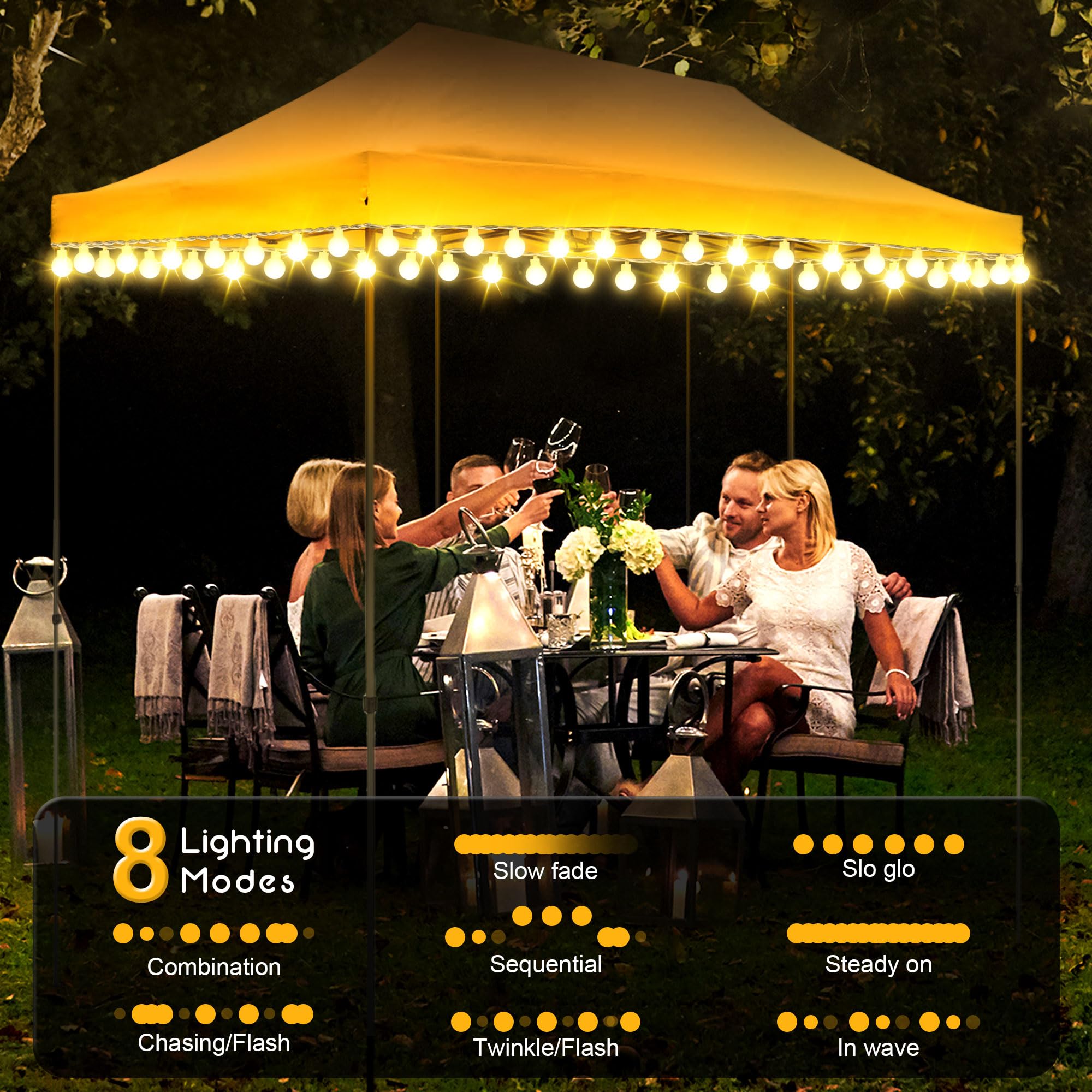 Snapklik.com : Hohean 1 Pack Canopy Tent Lights, 59ft 120LEDs Canopy ...