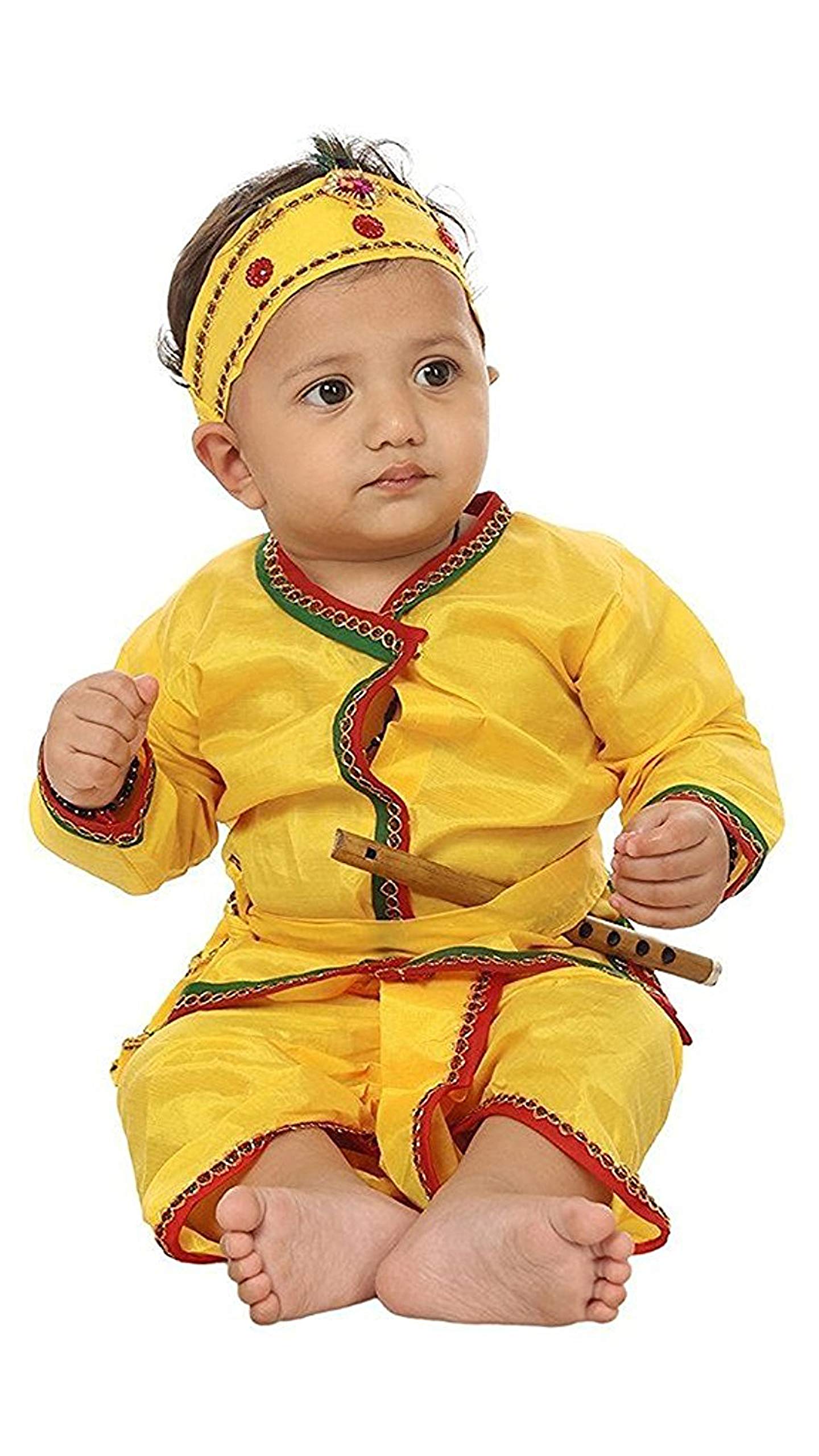 Buy FOCIL Krishna Dhoti Kurta Dress for Kids (Pack of 4-Basuri,Mor ...