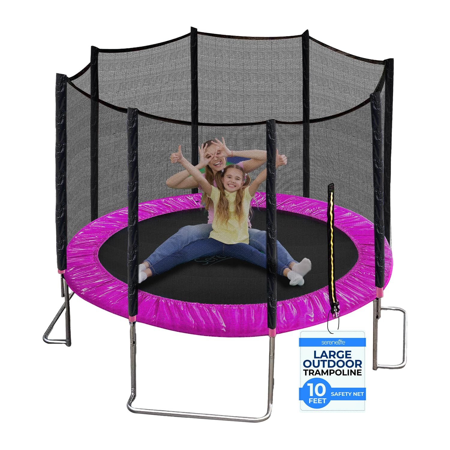 Amazon.com : SereneLife 10ft Outdoor Trampoline with Safety Net ...