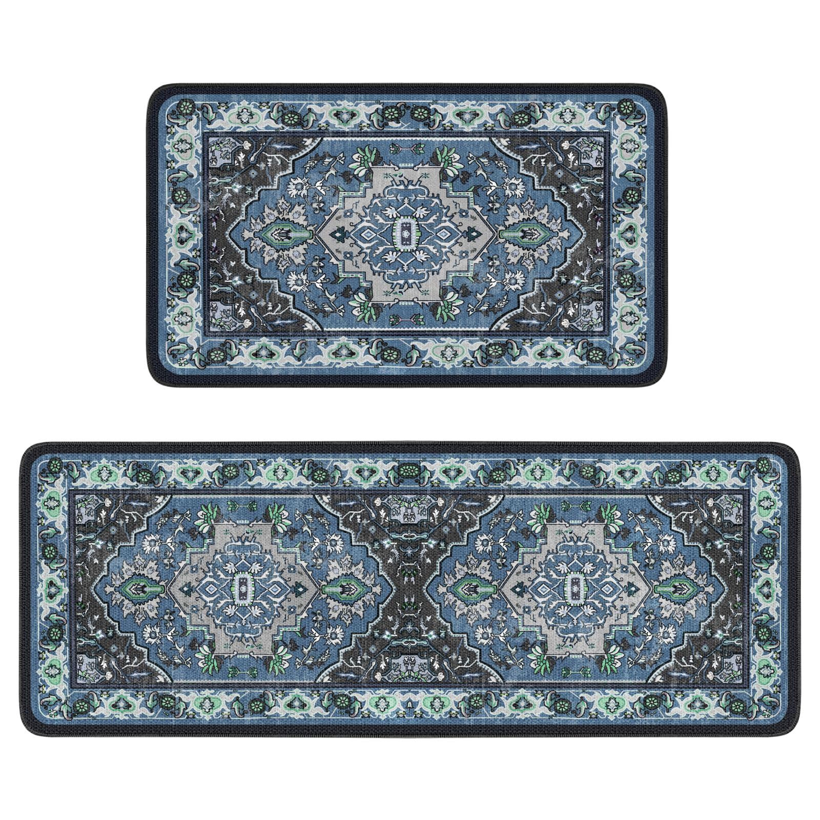 Sunmdecor Blue Teal Boho Style Kitchen Rugs Sets,Kitchen Mats for Floor ...