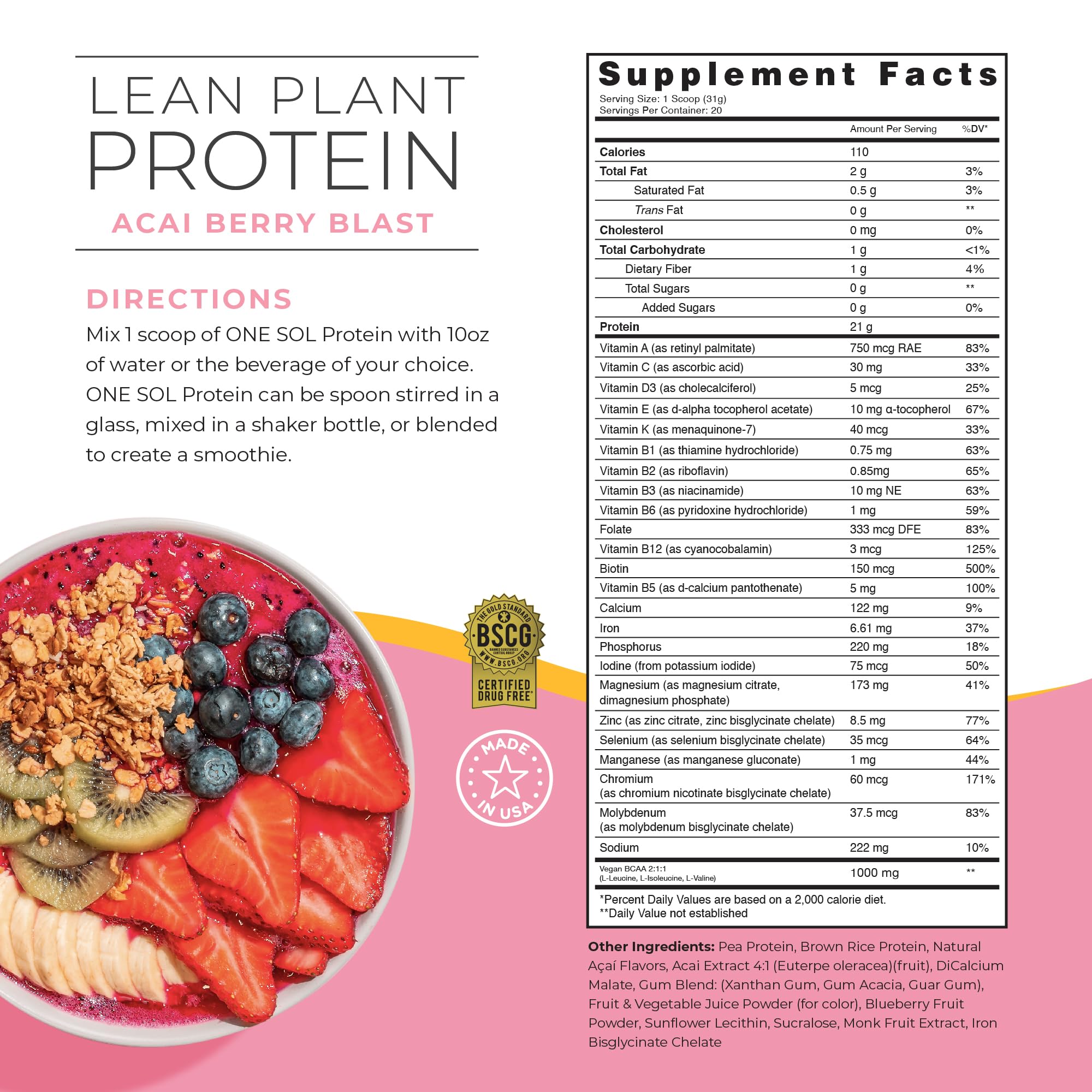 Snapklik.com : One Sol Lean Plant-Based Protein Powder, Pea & Brown ...
