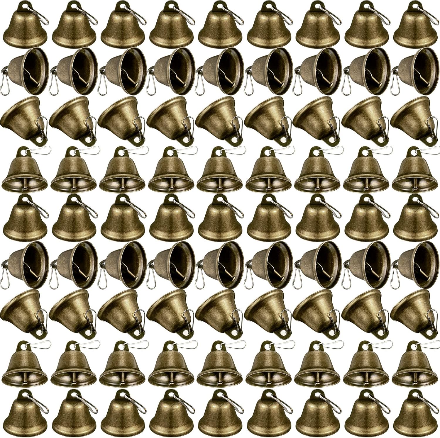 Amazon.com: Shimeyao 100 Pieces Bells Bronze Jingle 1.5 x 1.57 Inch ...