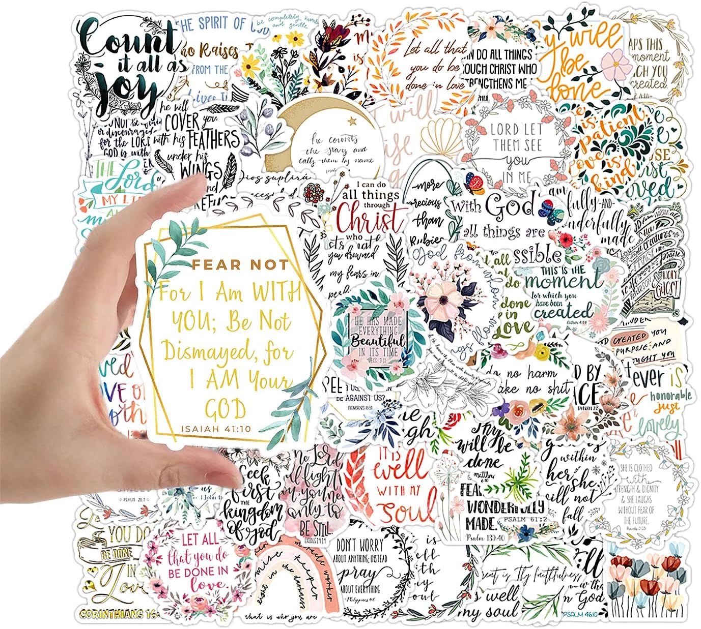 Rumyve 100pcs Bible Verse Stickers,Inspired Christian Sticker Flowers ...