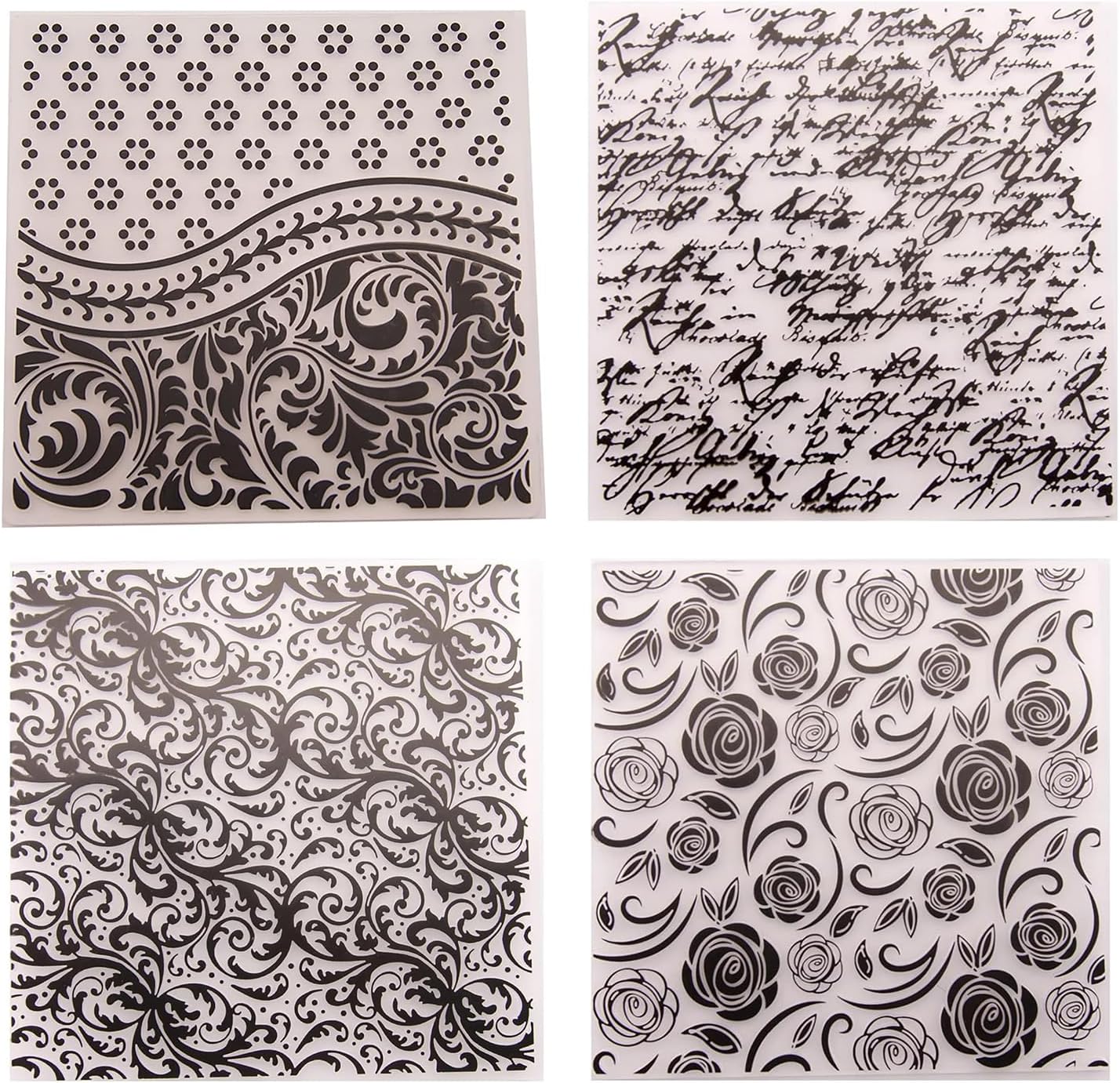 Amazon.com : 4Pcs Rose Flower Leaves Plastic Embossing Folder DIY Craft ...