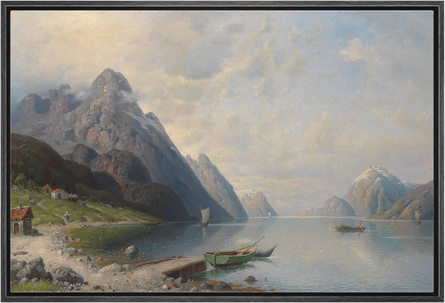 Amazon.com: wall26 Framed Canvas Print Wall Art Vintage Mountainside ...