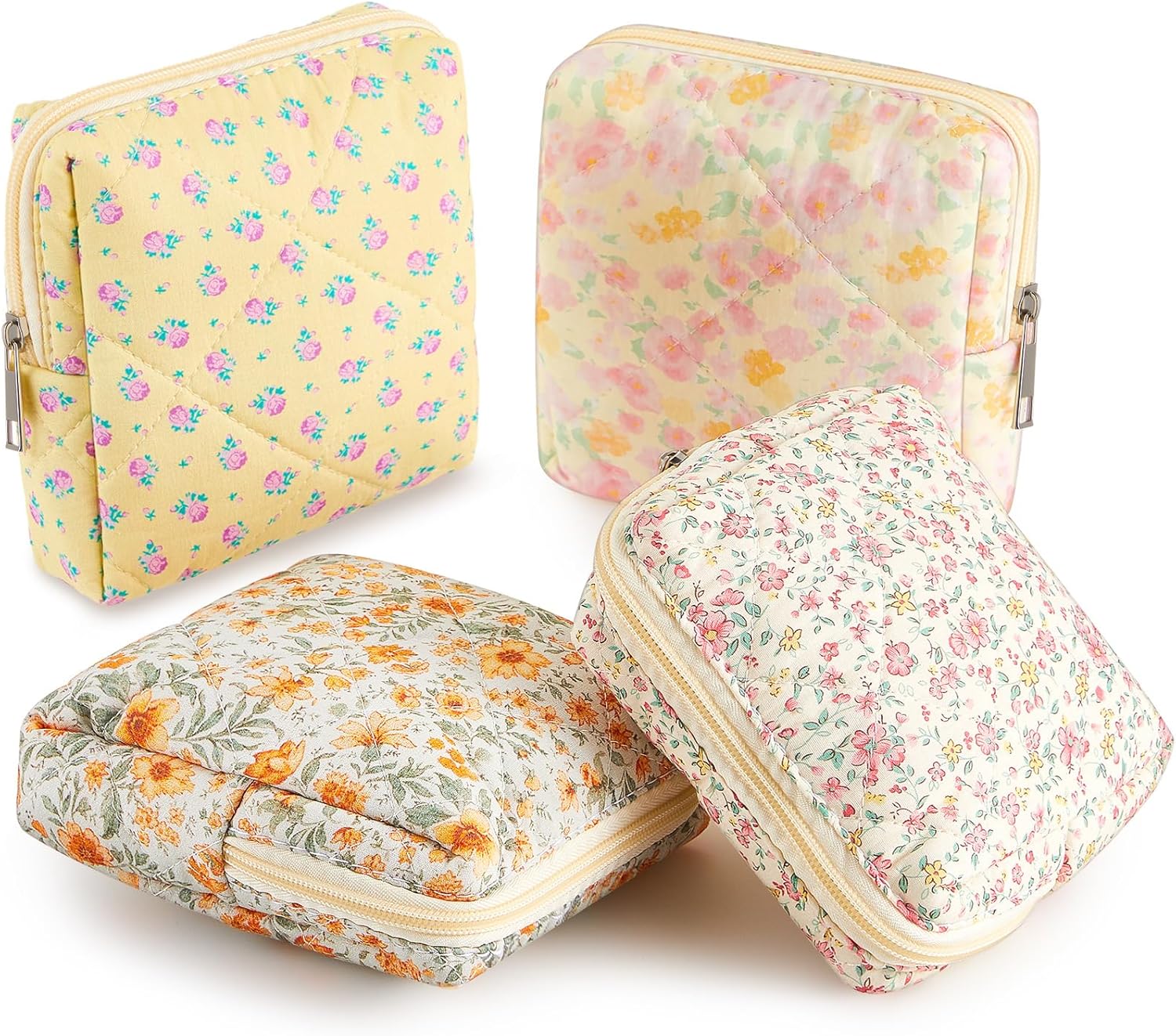 Amazon.com: Paterr 4 Pcs Mini Quilted Floral Makeup Bag Small Coquette ...