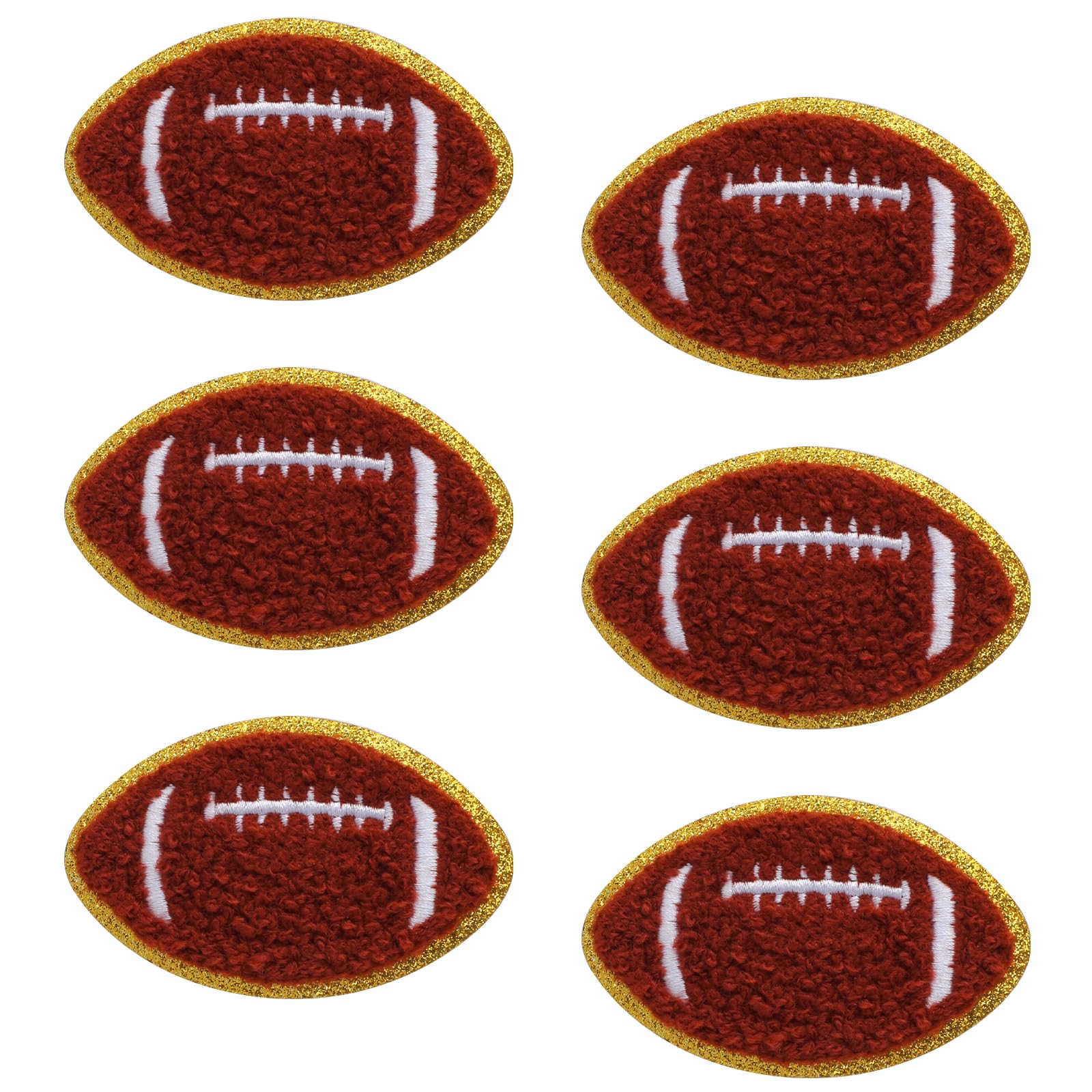 Amazon.com: 6Pcs Football Patches Chenille Patches Iron on Sequin Gold Edges Sports Patches Iron ...