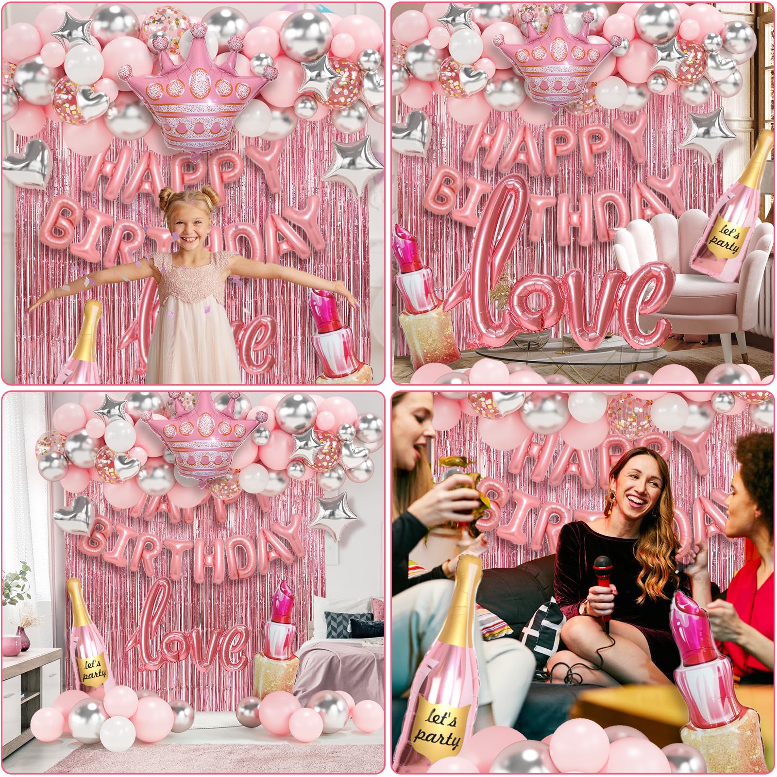 Snapklik.com : Pink Happy Birthday Party Decorations For Women,Pink ...