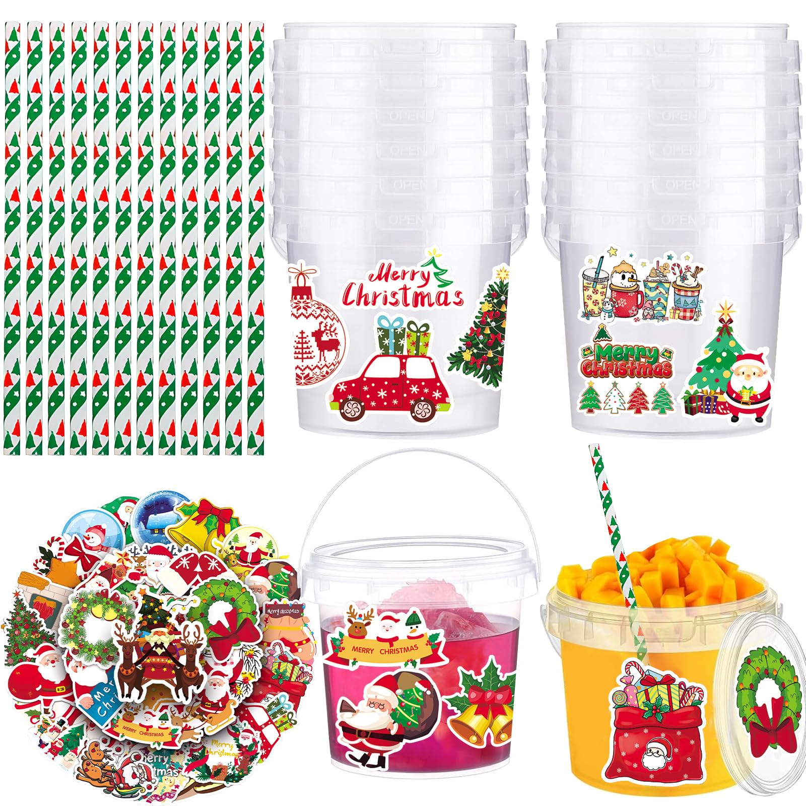 Snapklik.com : 20 Sets Christmas Plastic Ice Cream Bucket