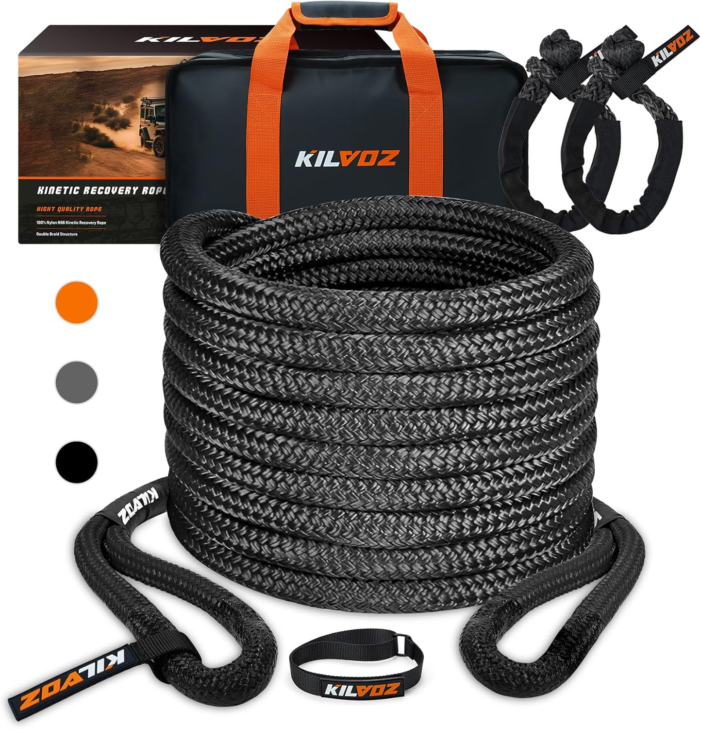 Amazon.com: Kinetic Recovery Rope (1-1/8" x 30ft-50,600lbs), with 2pcs ...