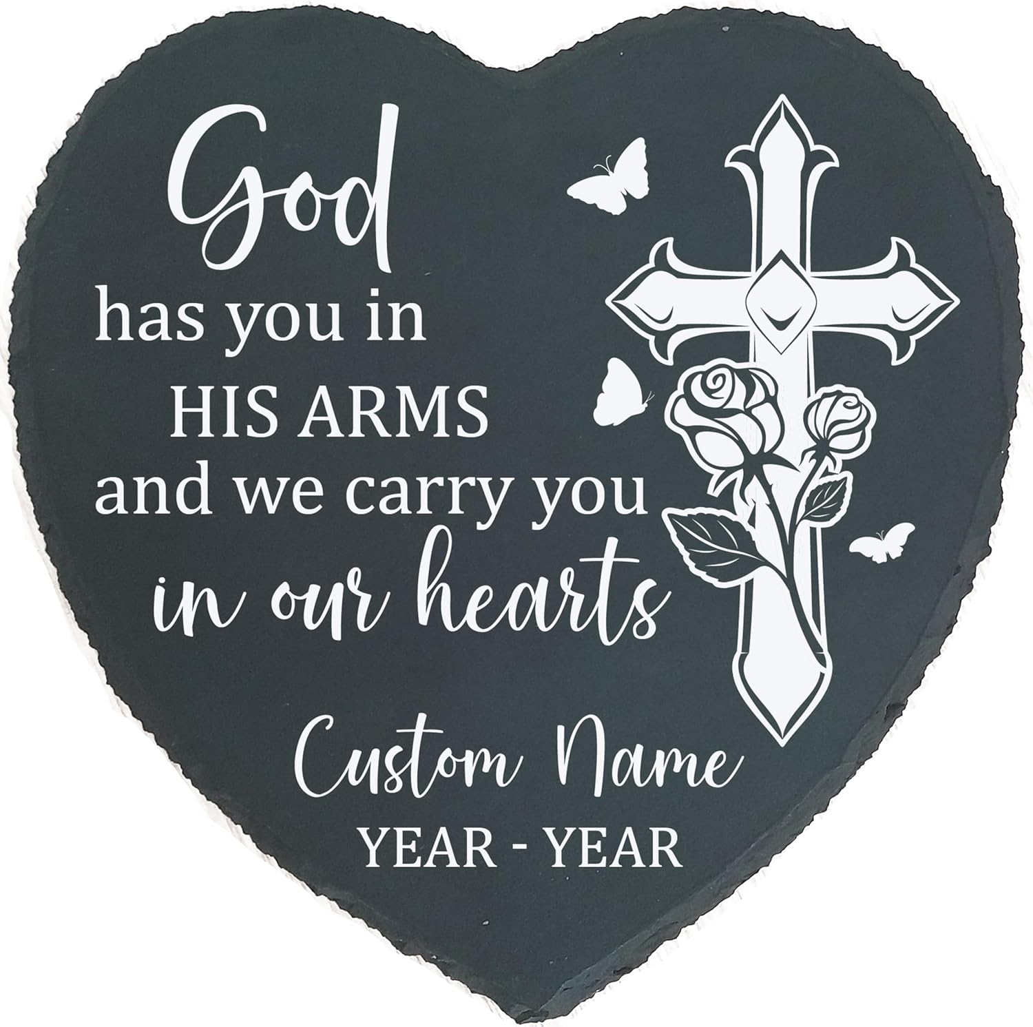 Amazon.com: Personalized Memorial Stone, Heart Memorial Garden Slate ...