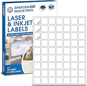 Spartan Industrial Printable Square Laser Inkjet Labels - 1" X 1 ...