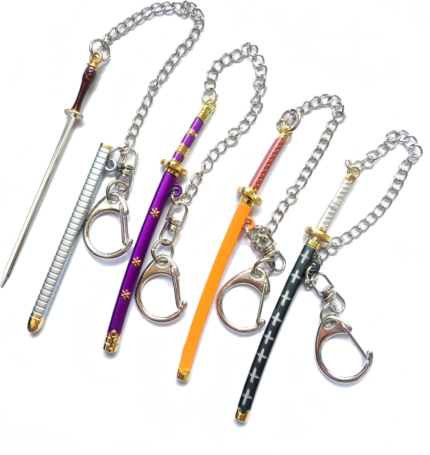 Koelin One Piece Mini Sword keychain Anime Katana Key Chain Roronoa ...