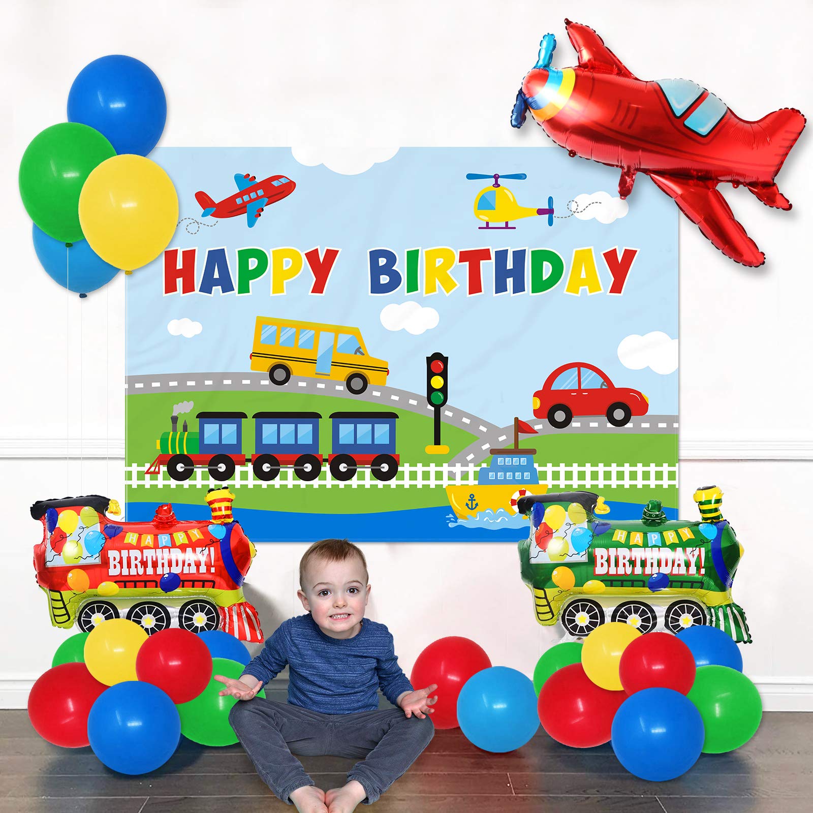 Buy Transportation Birthday Party Decorations Set, Train Airplane Car ...