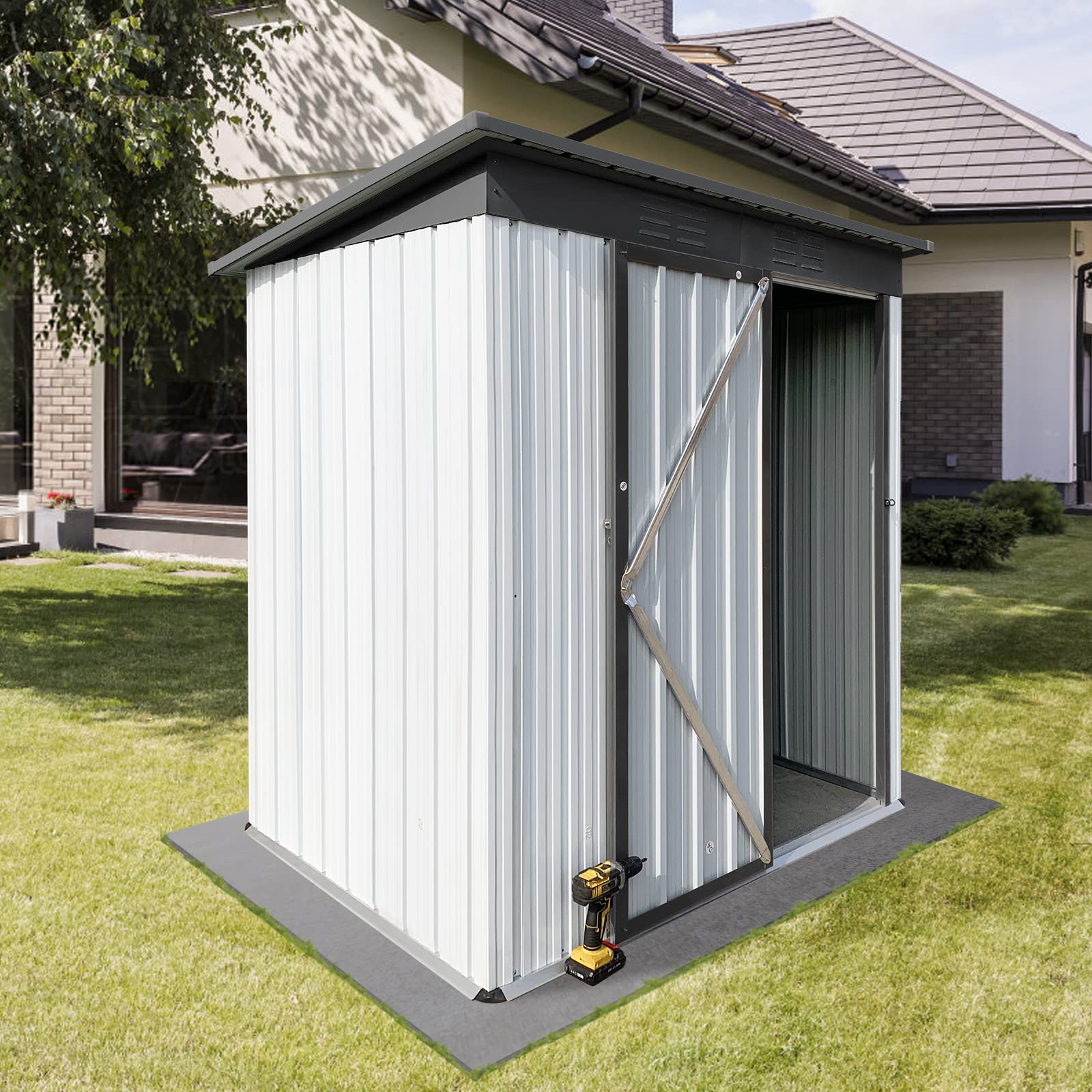 Snapklik.com : KELRIA 5Ft X 3Ft Outdoor Metal Garden Shed, Steel Garden ...