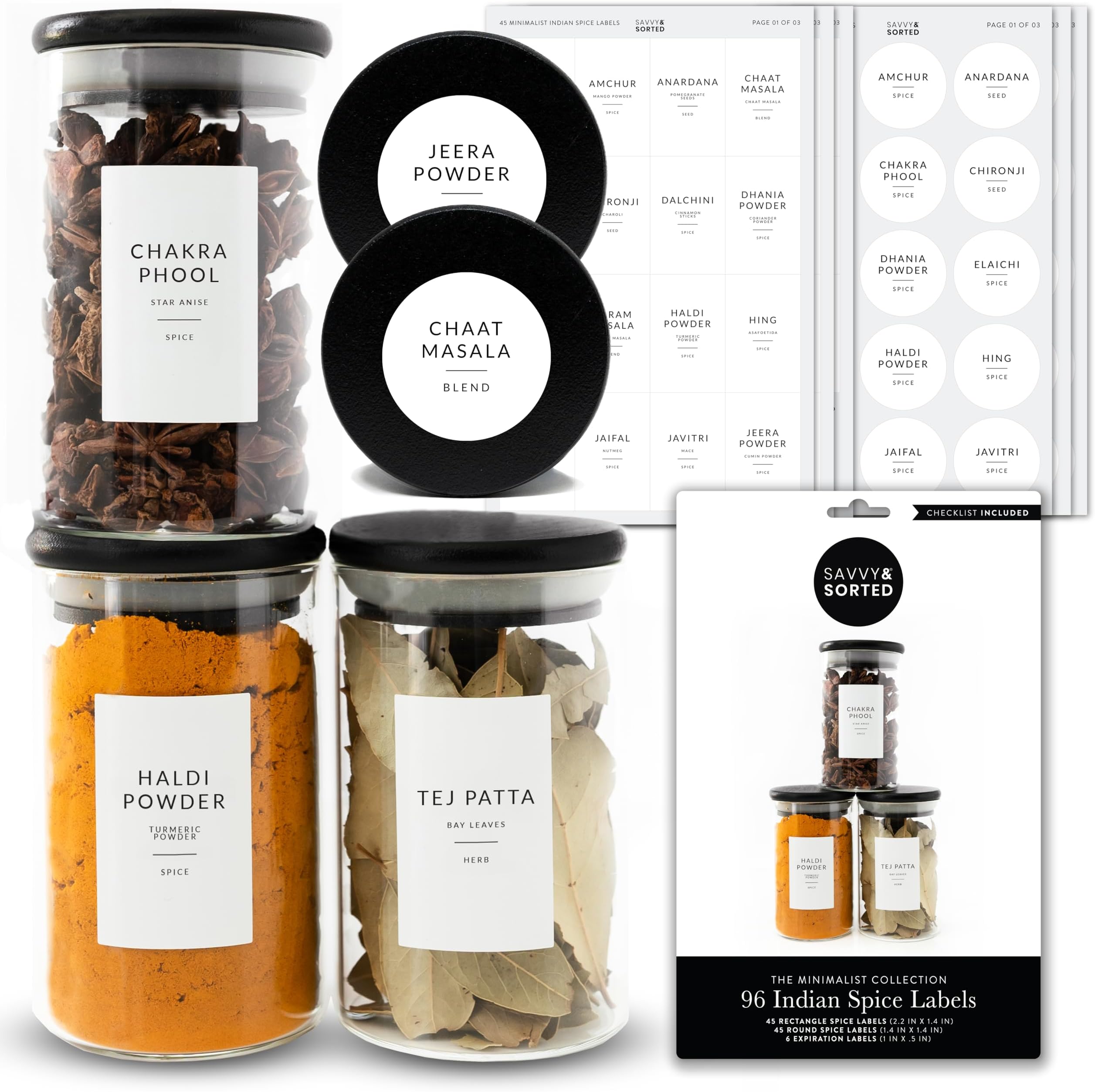 Amazon.com: SAVVY & SORTED Spice Labels, 96 South Asian Spice Jar ...