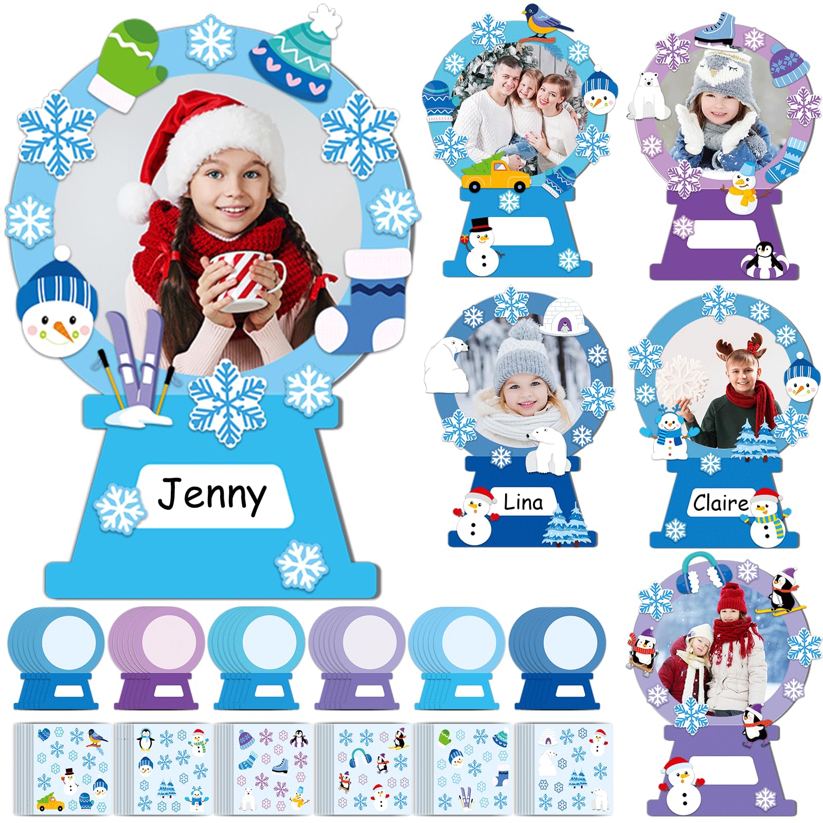 Amazon.com: Qyeahkj 36 Set Winter Craft Kits Snow Globe DIY Picture ...