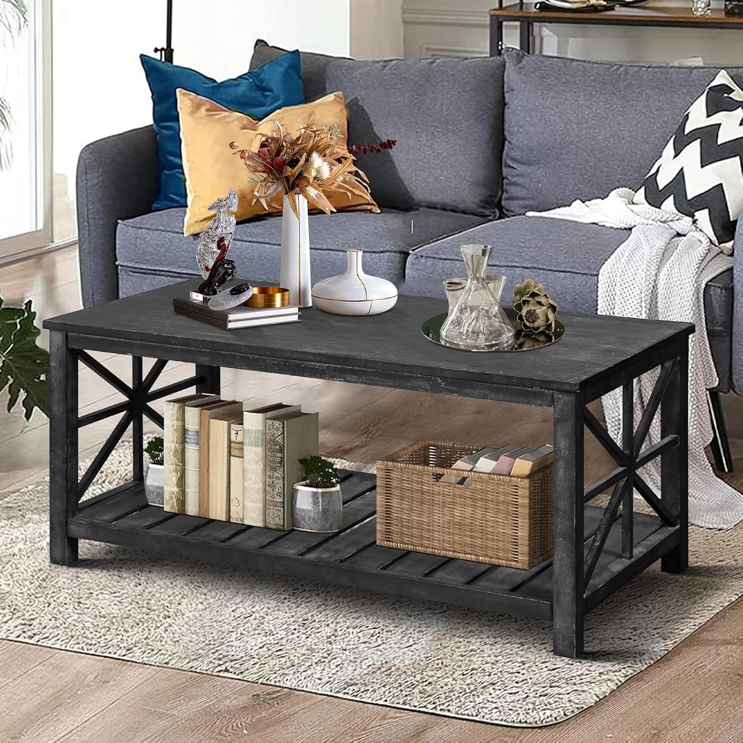 Amazon.com: QJZLXKYT Coffee Table for Living Room, 2-Tier Modern ...