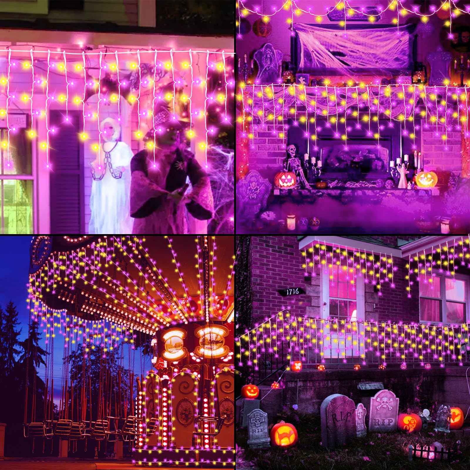 Terrific Purple Orange Halloween Lights Photos