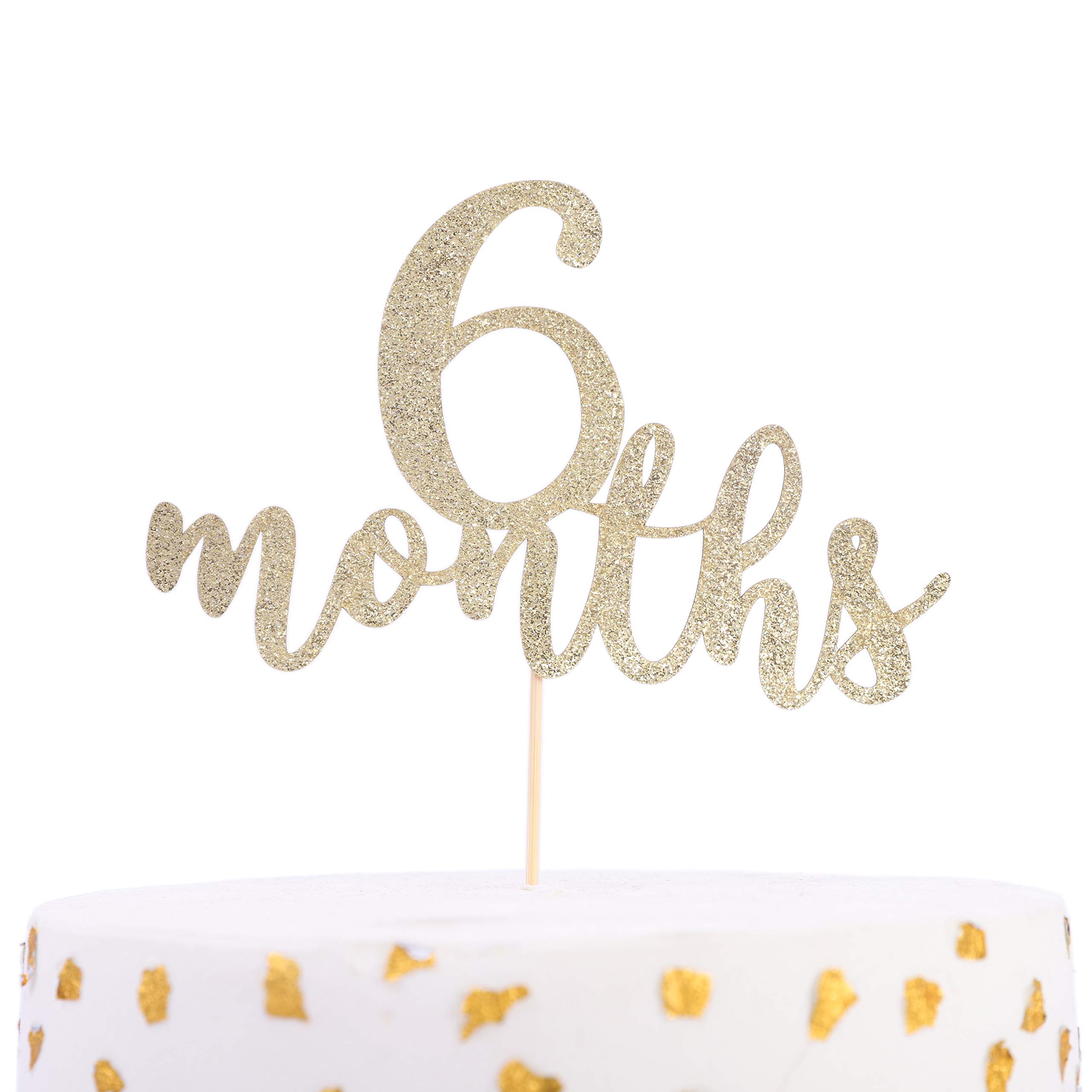 Snapklik.com : WAOUH 6 Months Cake Topper - Golden Glitter