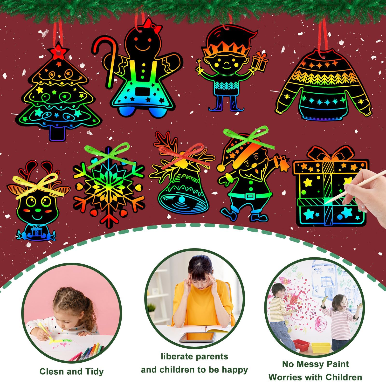 Snapklik.com : Christmas Scratch Art, 36 PCS Christmas Crafts Kits For ...