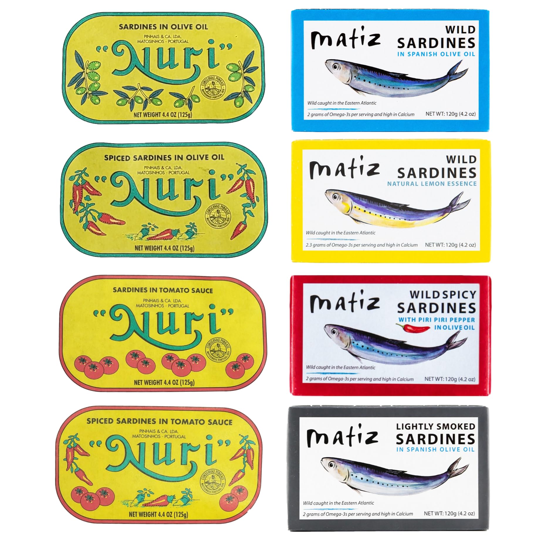 Buy Sardine Variety Pack (8 Tins) Featuring Matiz & Nuri Brand Sardines ...