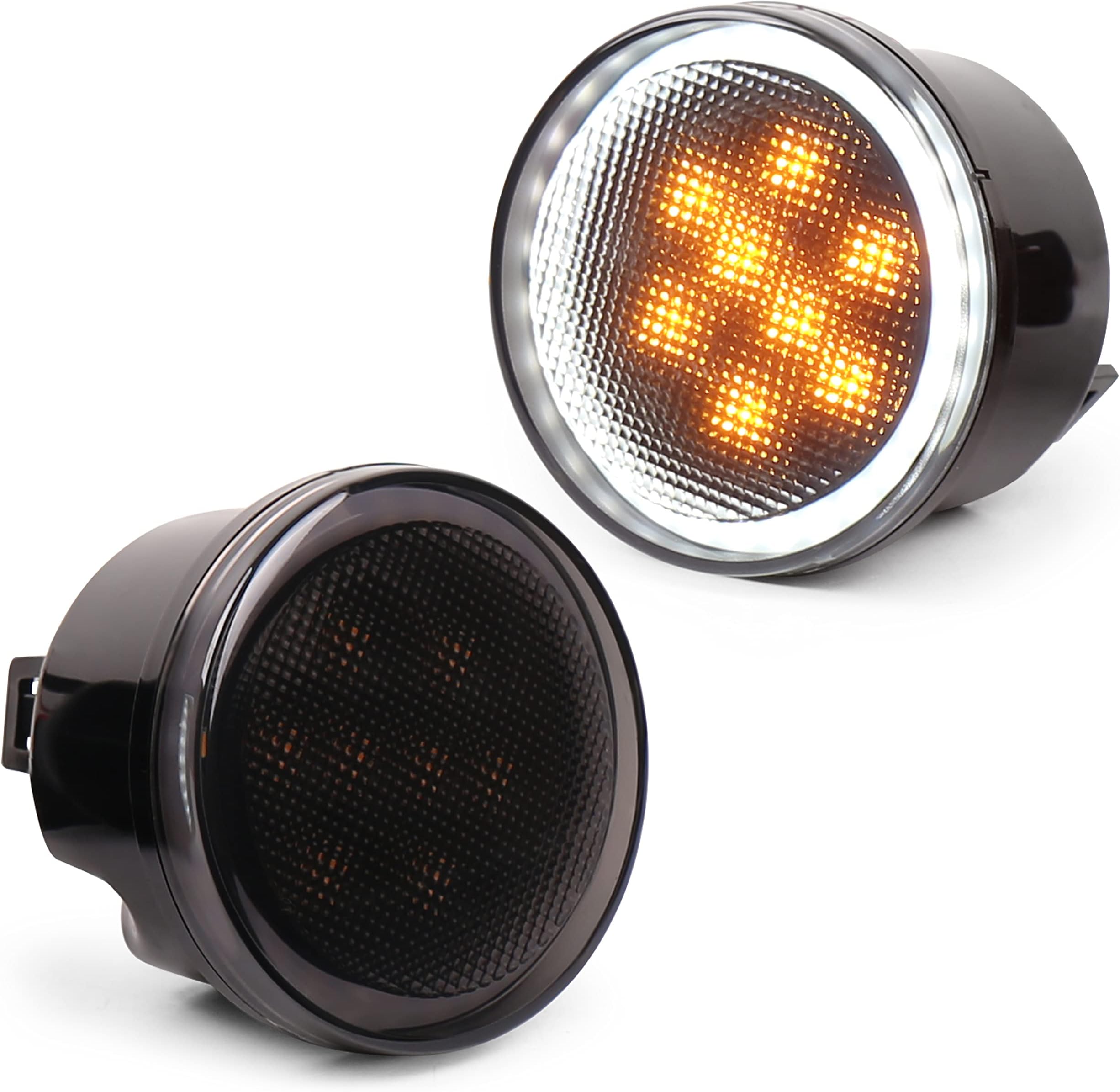 Amazon.com: AUXLIGHT Amber LED Turn Signal Lights with Halo DRL Smoked ...