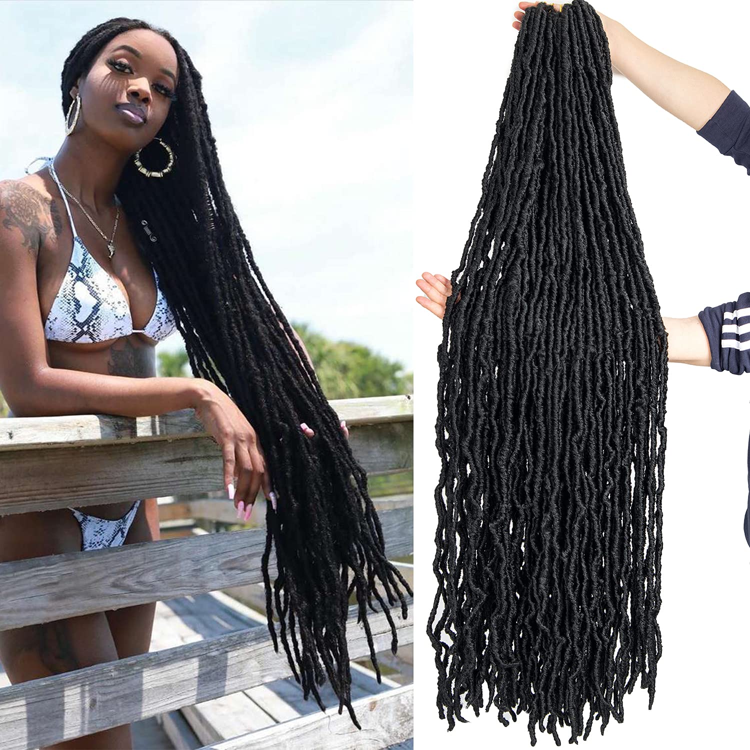 Buy 44 Inch New Faux Locs Crochet Hair 21strands 240g/Pack and 1 Pack ...
