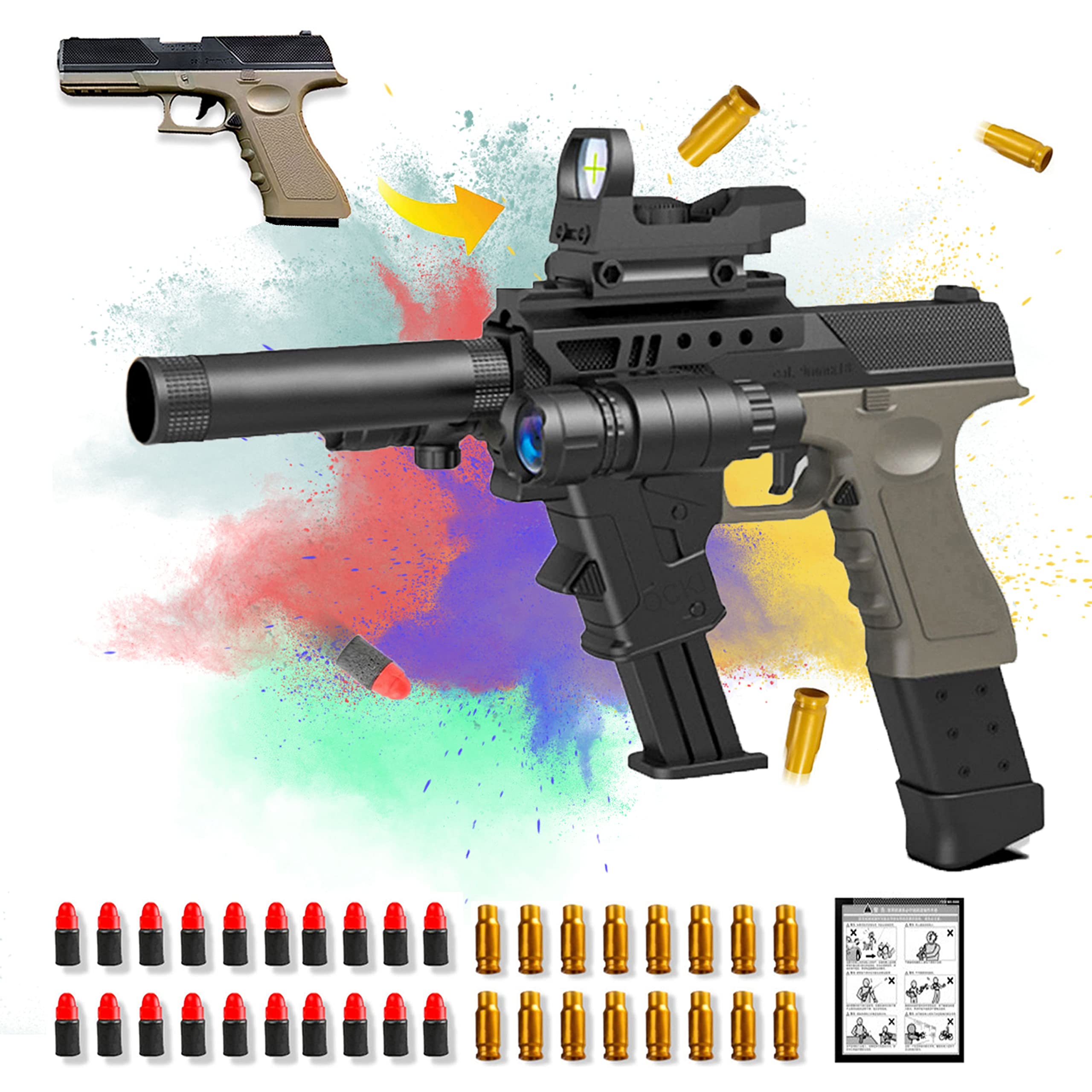 Plastic Toy Guns for Boys&Foam Blaster with Accessory Sets, Manual Toy ...