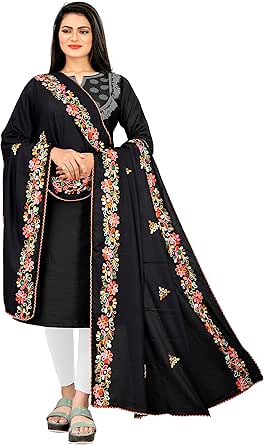 EBADAT Women's Traditional Scarf Shawls Fully Embroidered Dupatta Rayon ...