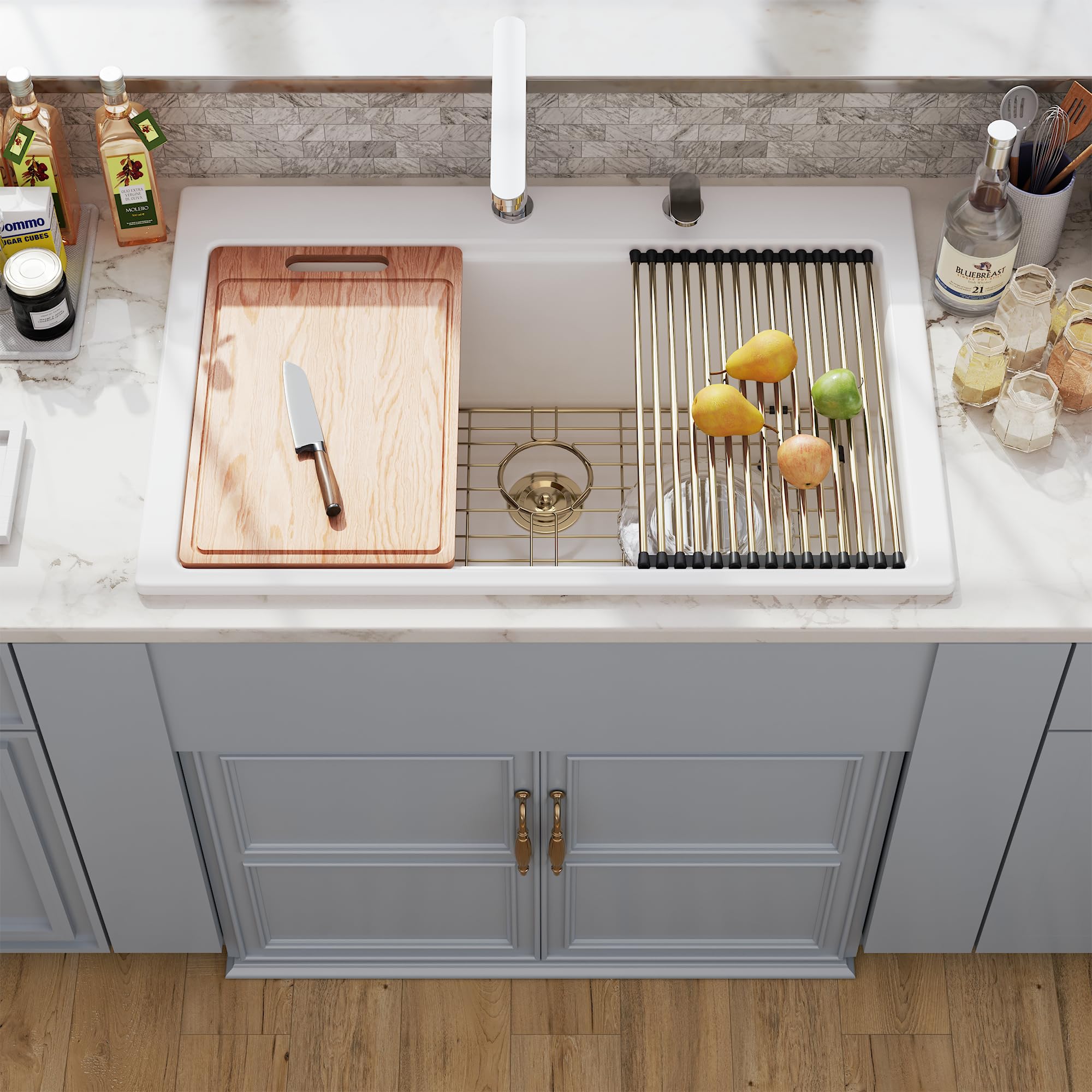 Snapklik.com : 33 White Granite Composite Kitchen Sink, Hugsleek Drop ...