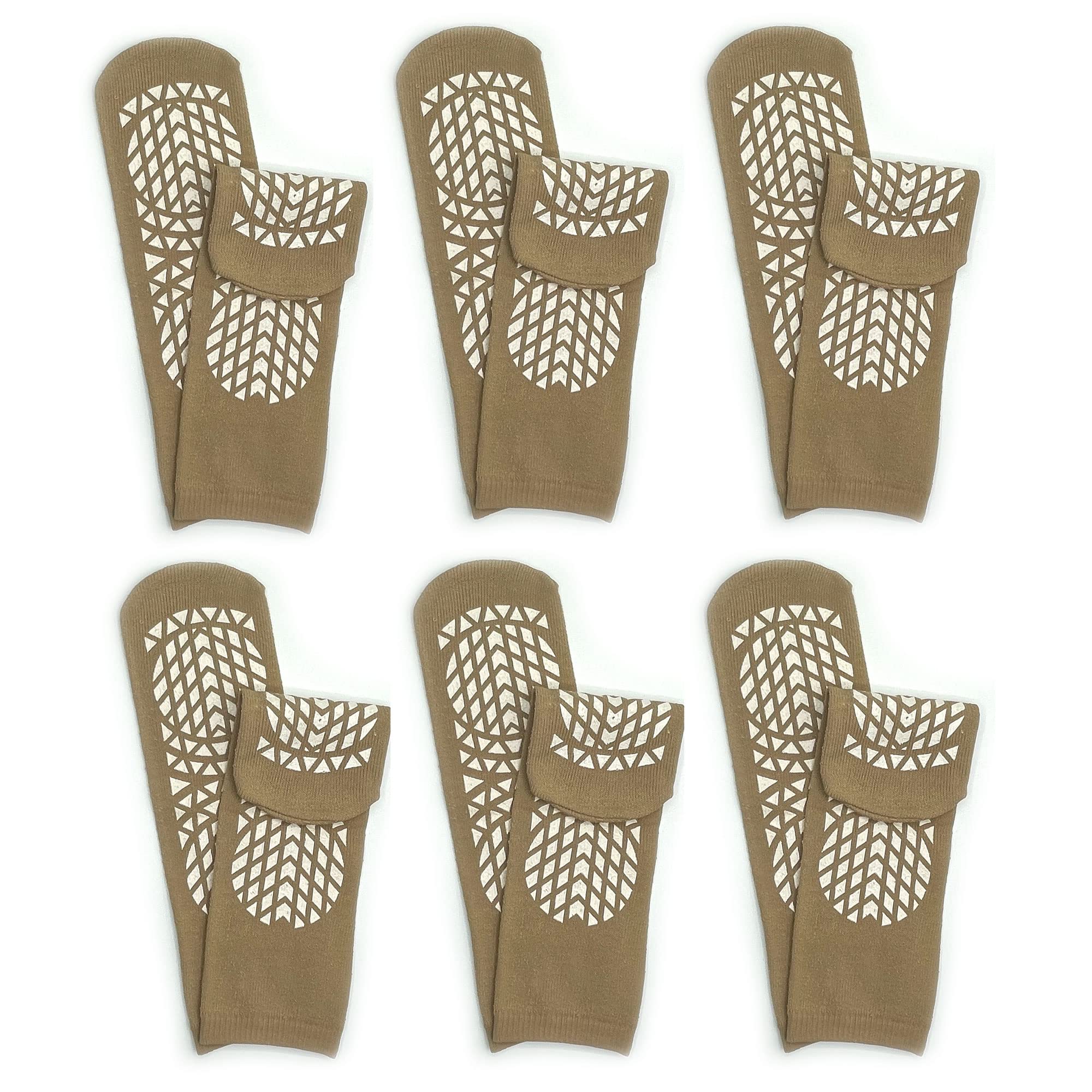 Secure Step Double-Sided Comfort Safety Sock - Tan - Large (6 Pair ...