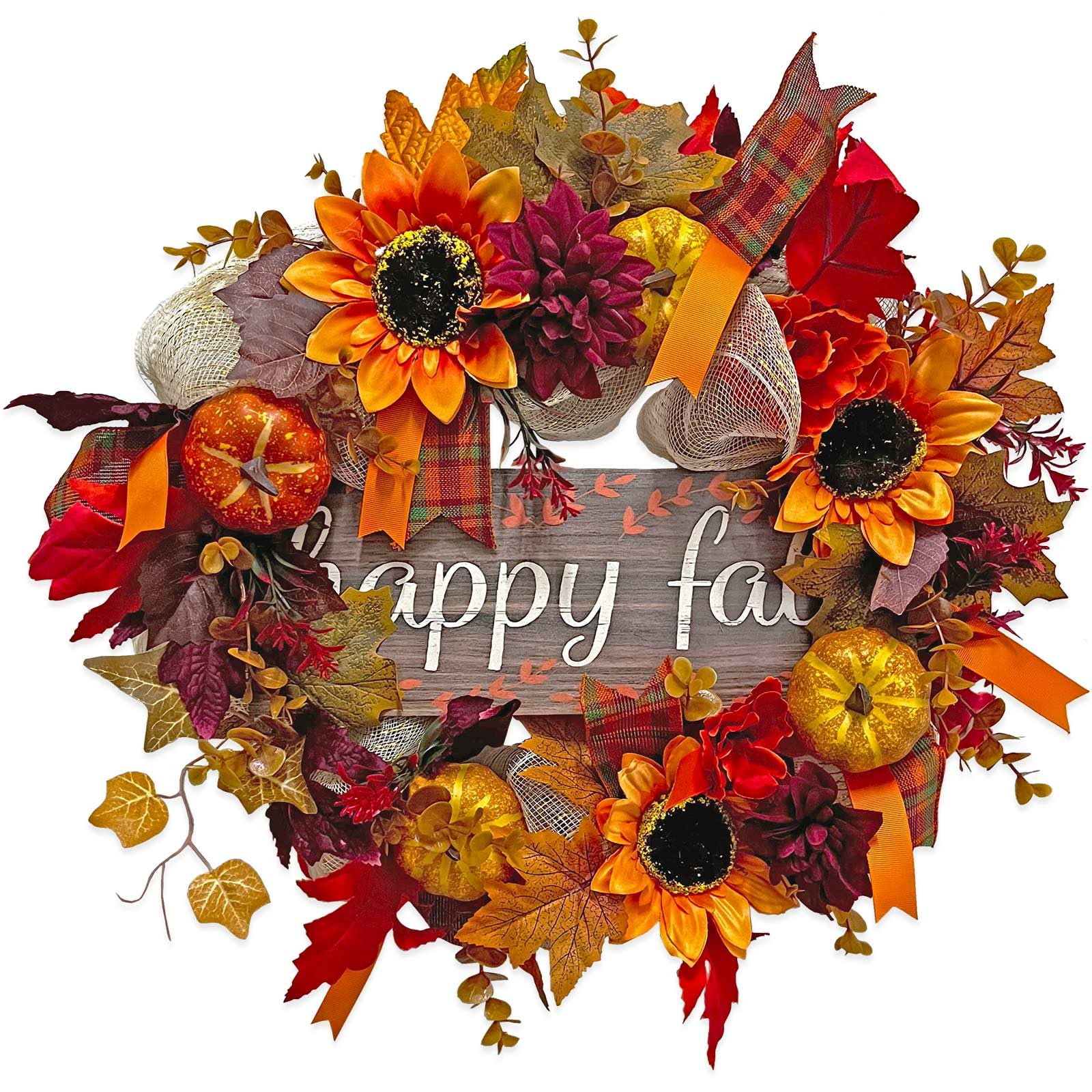 20 Inch Artificial Fall Wreaths for Home Front Door Rustic Autumn ...