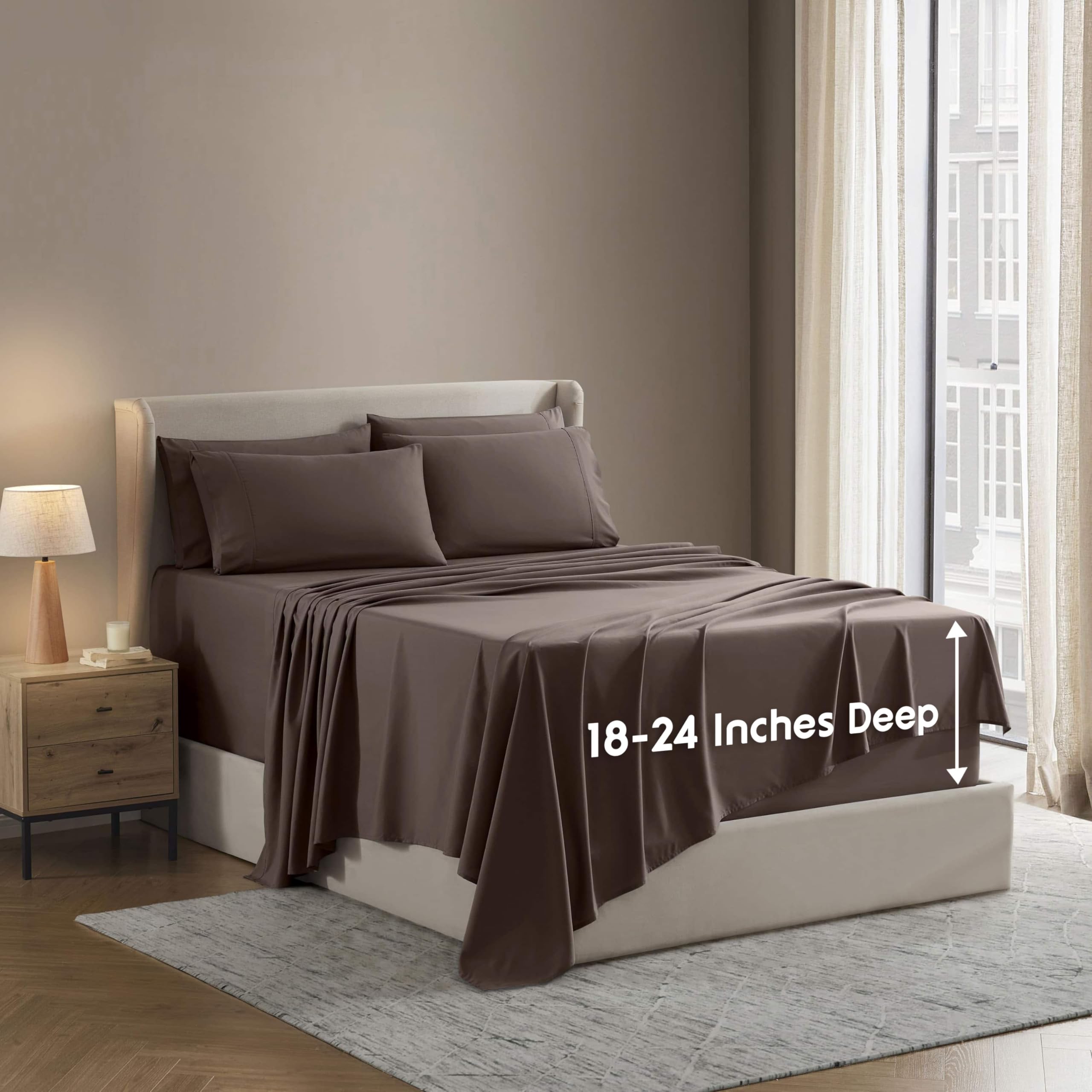 Snapklik.com : Nestl Extra Deep King Sheet Set - 6 Piece Breathable ...